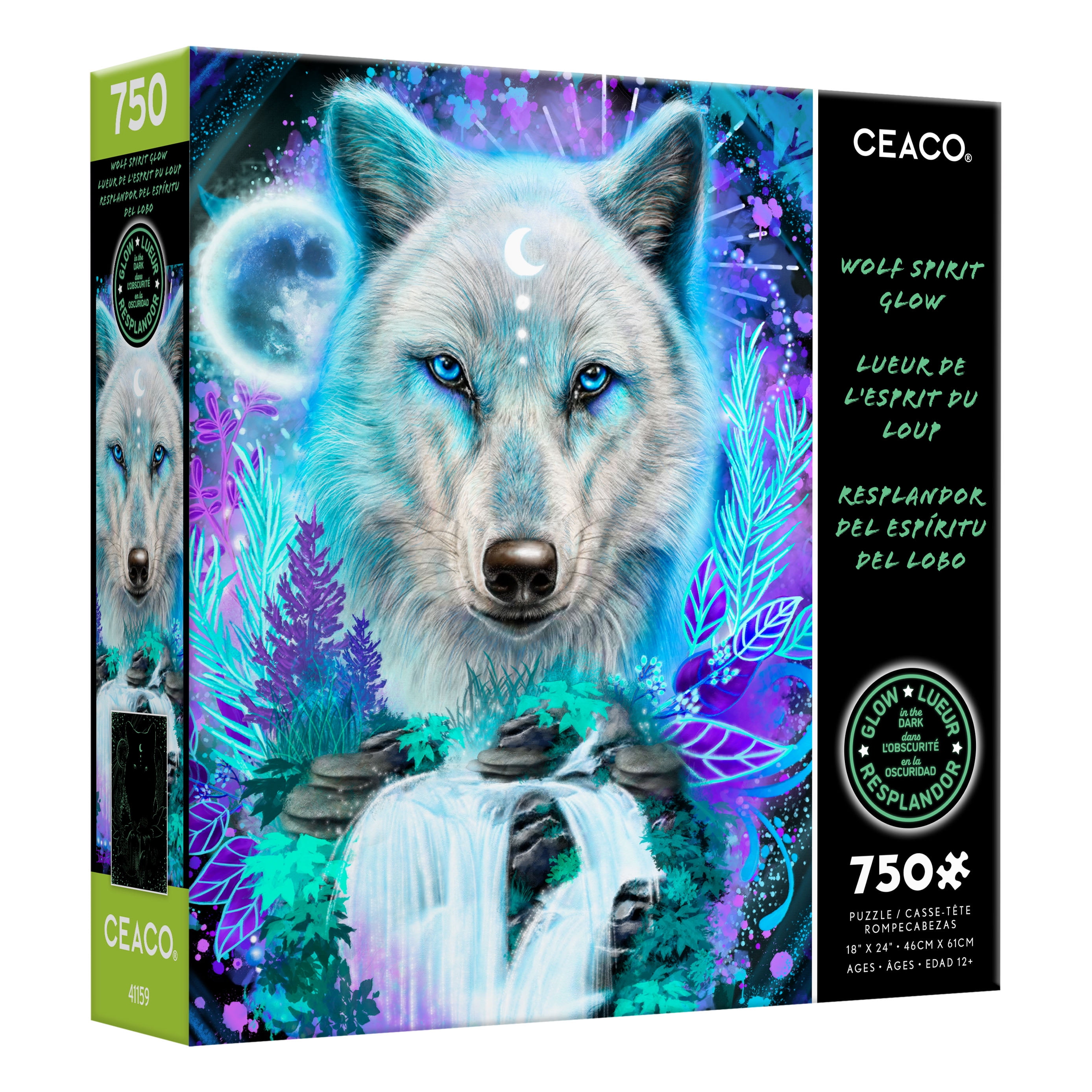 Ceaco Wolf Spirit Glow (Sheena Pike) 750 Piece Interlocking Jigsaw ...
