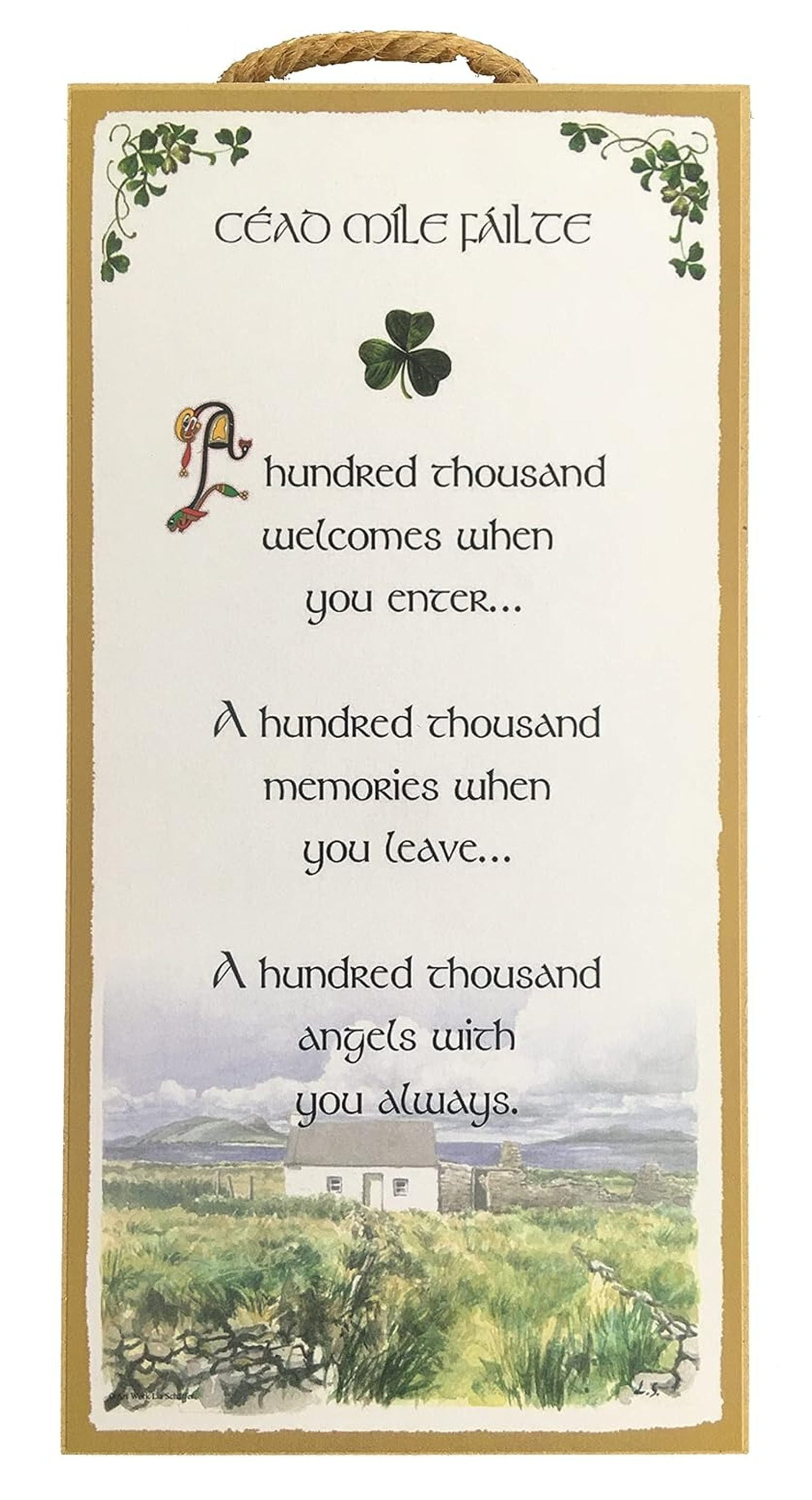 Cead Mile Failte - Irish Home Blessing - 5x10 Inch Hanging Wooden ...