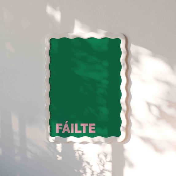 Cead Mile Failte Irish Modern Green Welcome Gaelic Entryway Poster ...
