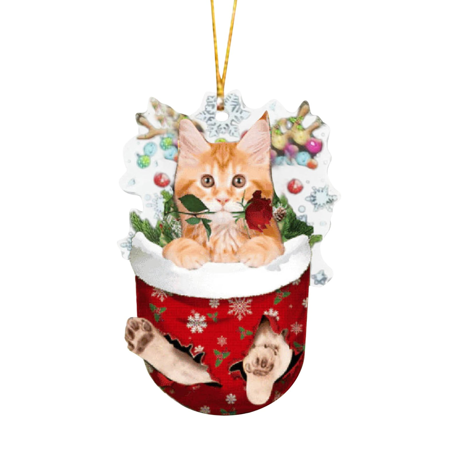 Cebalnir Christmas Cat Ornament Set Xmas Decor Tree Hanging Cat ...