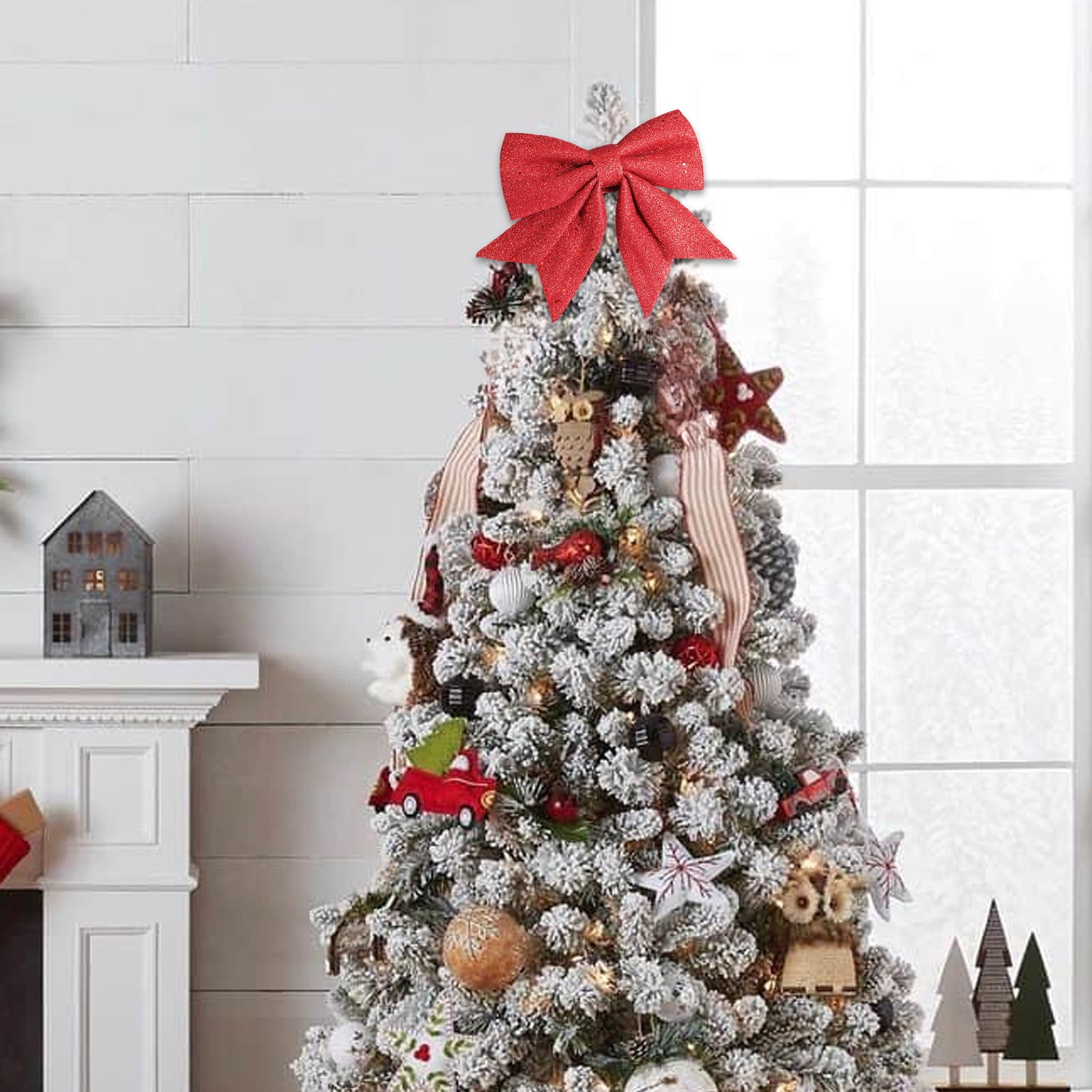 Cebalnir Christmas Pearl Cottons Gold Powder Bow Mall Christmas Tree ...