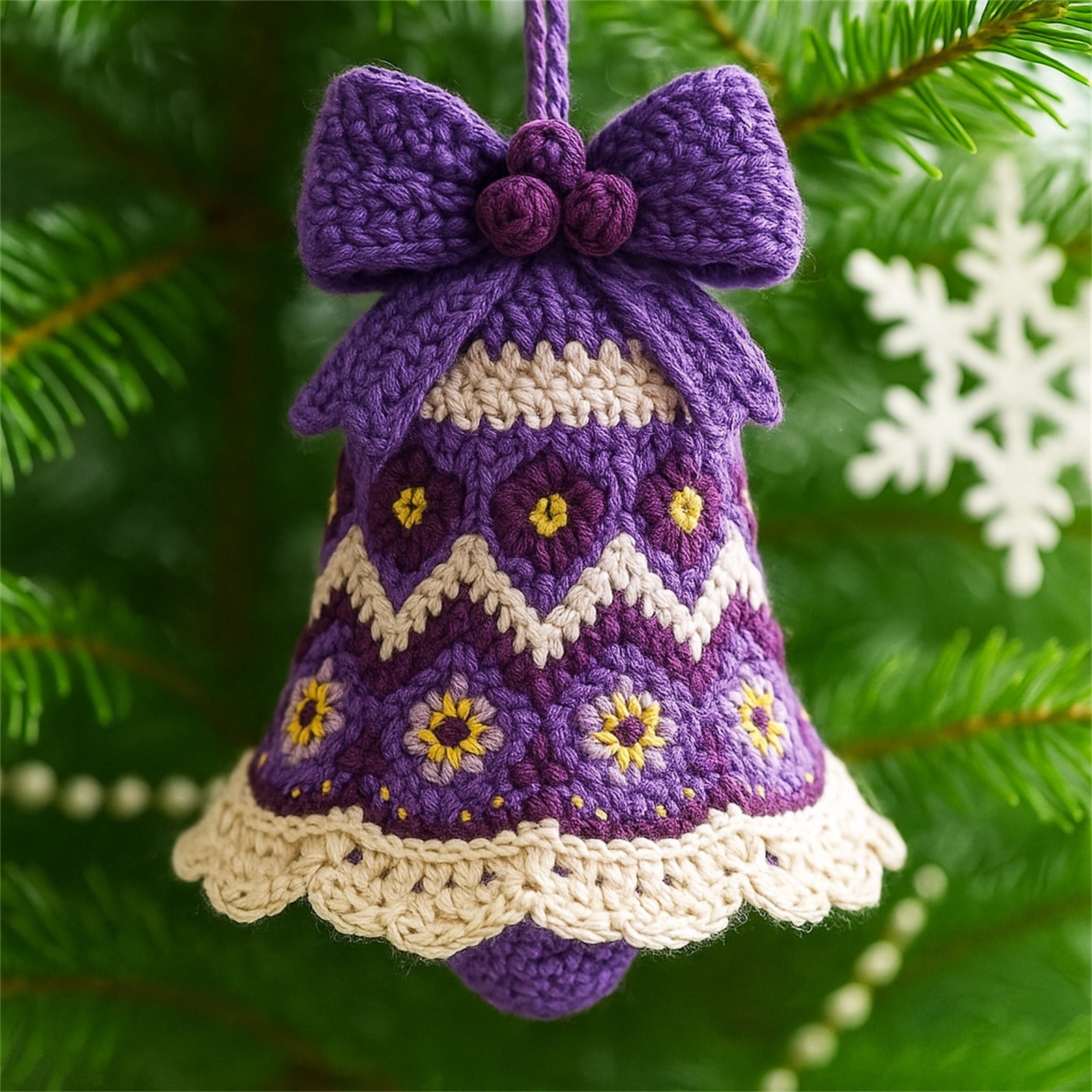 Cebalnir DIY Crochet Christmas Bell Ornament Kit, Hand-Knitted ...