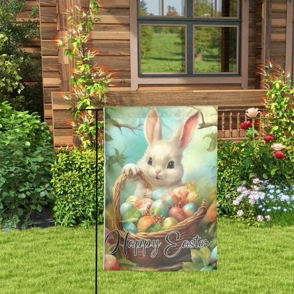 Cebalnir Easter Flower Bunny Garden Flags Linen Patio Decor Holiday ...
