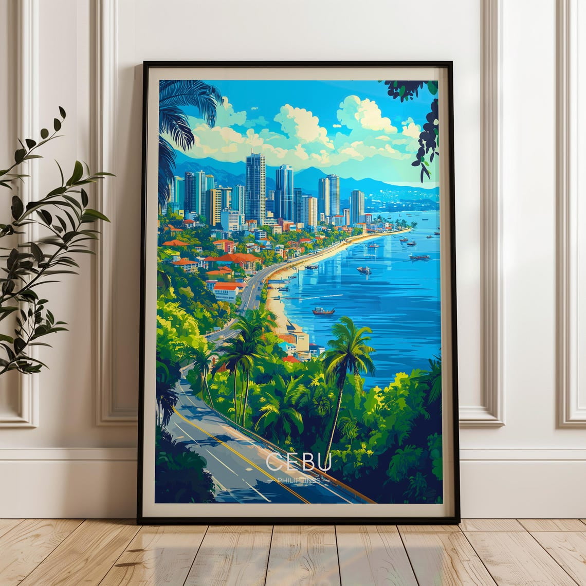 Cebu City Travel Poster - Philippines Wall Art Print, Illustration ...