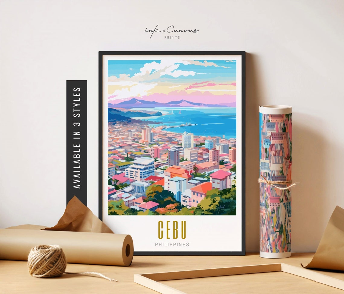 Cebu Philippines Poster Filipino Art Cebu City Travel Poster Retro Cebu ...