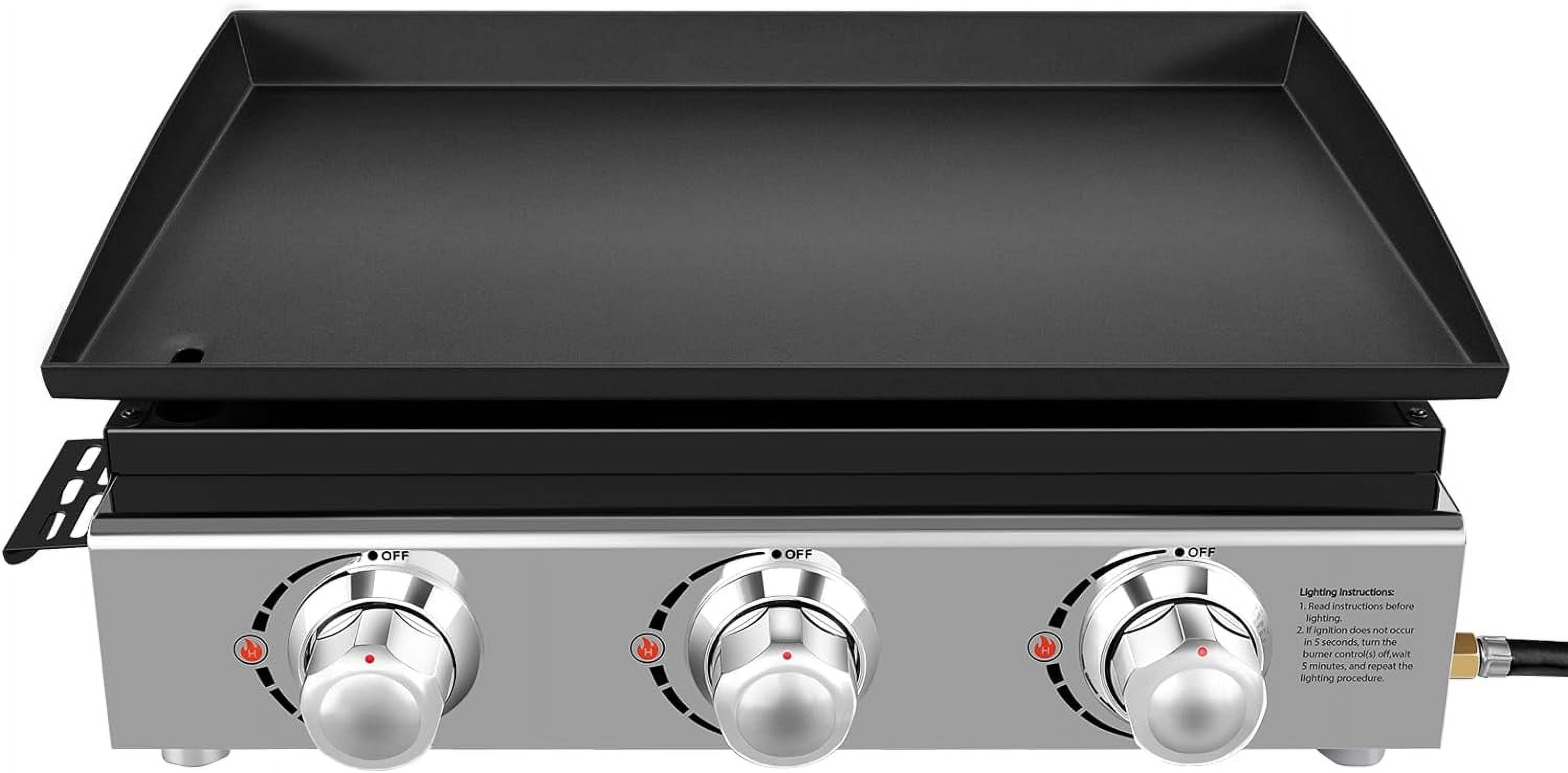 Cecarol 23in 3-Burner Propane Gas Griddle, 355 sq in, 25,500 BTU - For ...