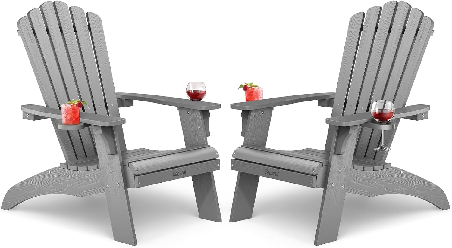 Cecarol Oversized Adirondack Chair Set of 2, Outdoor Fire Pit Chair ...