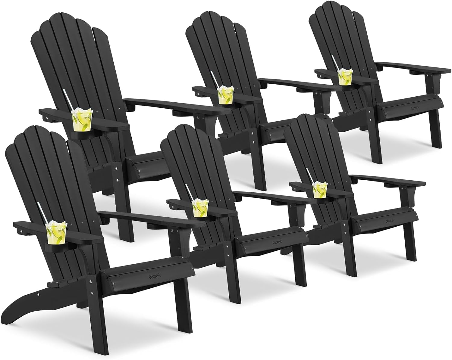 Cecarol Plastic Adirondack Chair Set of 6, Outdoor Fire Pit Chair with ...