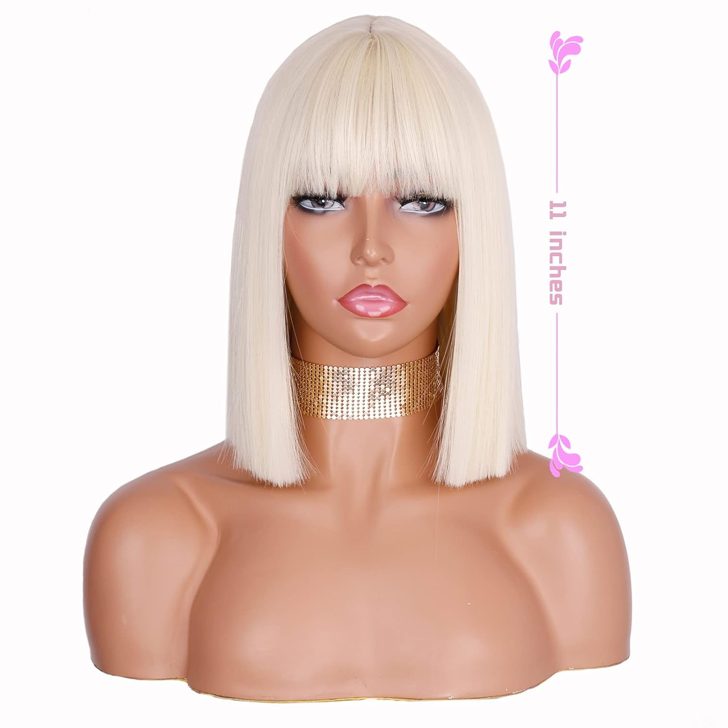 Cece Beauty Hairline Short Blonde Bob Wig with Bangs,Straight Short Blond bob Wig for Women ...