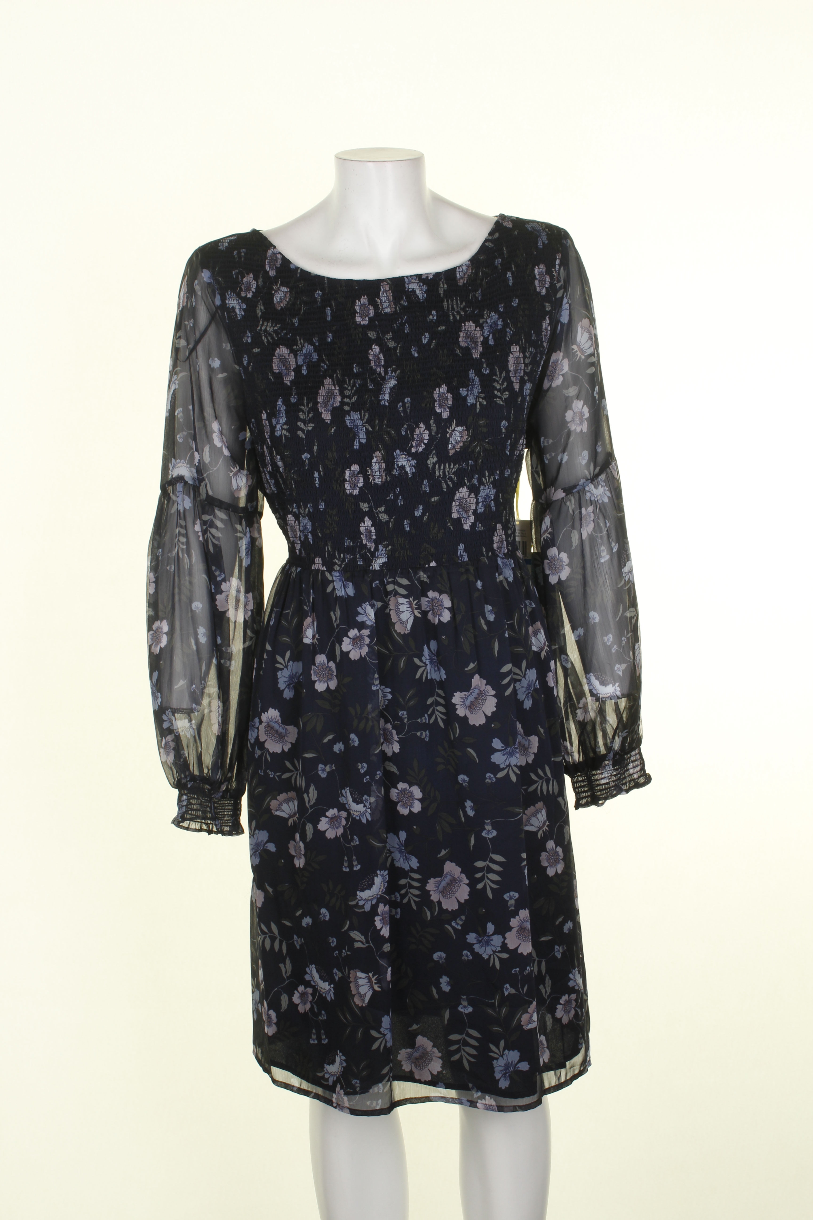Cece Womens Nay Floral Print Long-Sleeve Smocked A-Line Dress XL ...