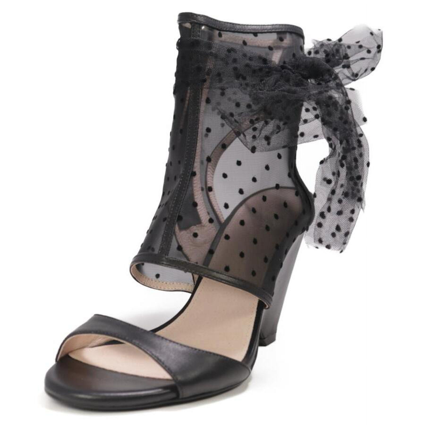 Cecelia New York AMELIA Black Sheer Mesh Peep Toe Cone Heeled Booties Shootie (Black, 6.5 ...