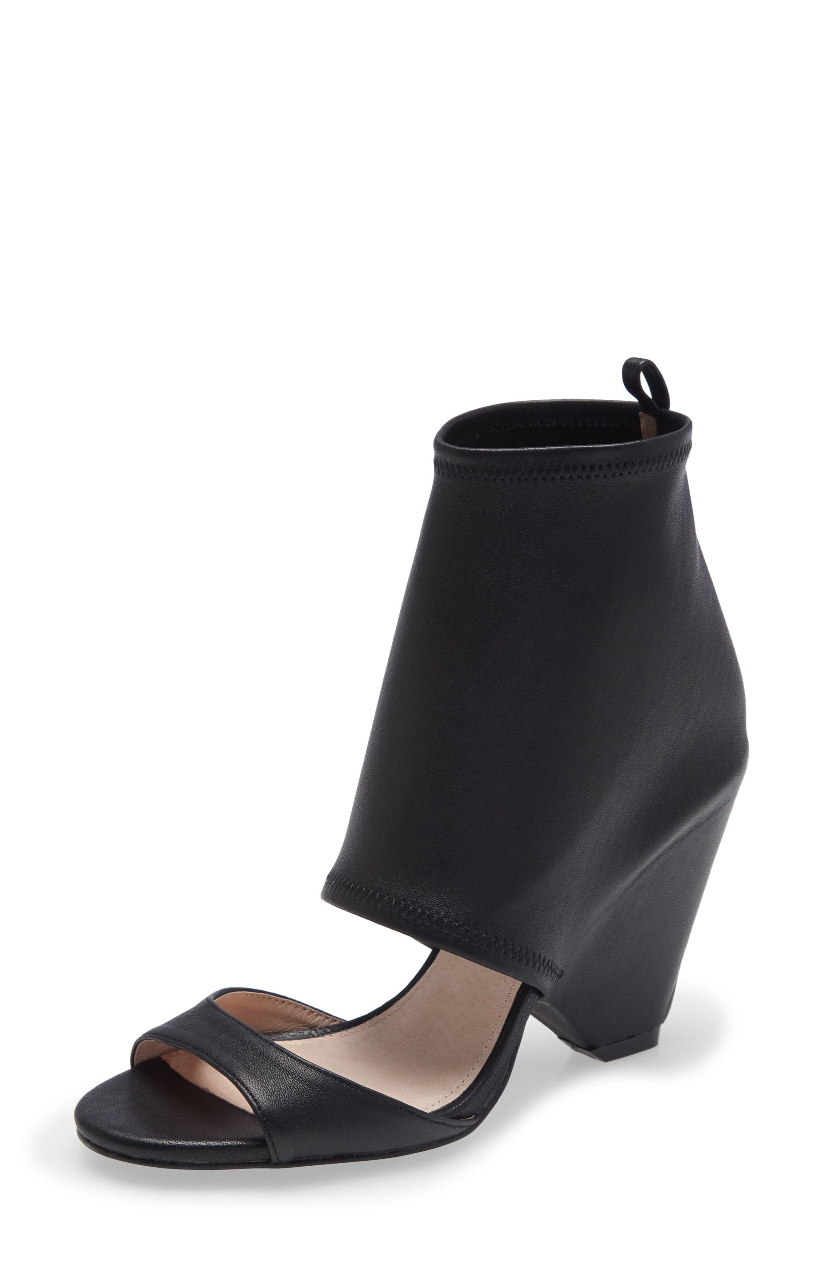 Cecelia New York Alexandra Stretch Leather Block Heeled Peep Toe ...