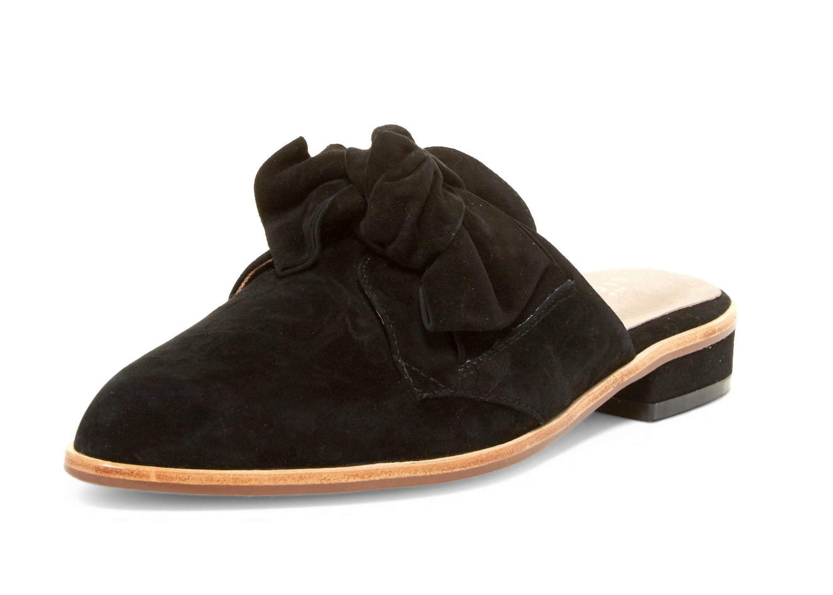 Cecelia New York Amara Black Suede Pointed Toe Open Back Slides Flats ...