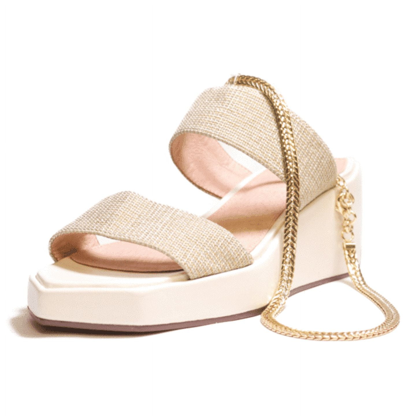 Cecelia New York BALEVES Leather Wedge Platform Sandal White Gold ...