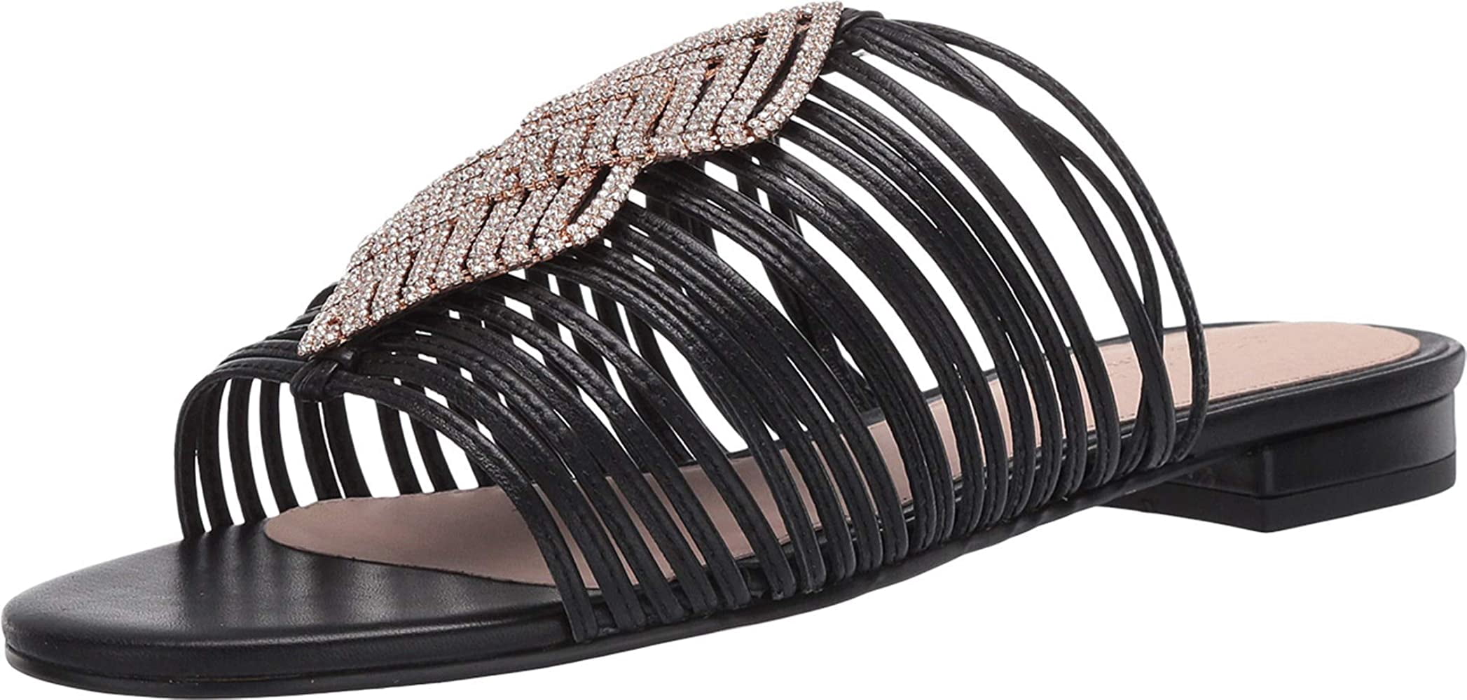 Cecelia New York Darleen Slide Sandal Black/Silver Stone Slip On Caged ...