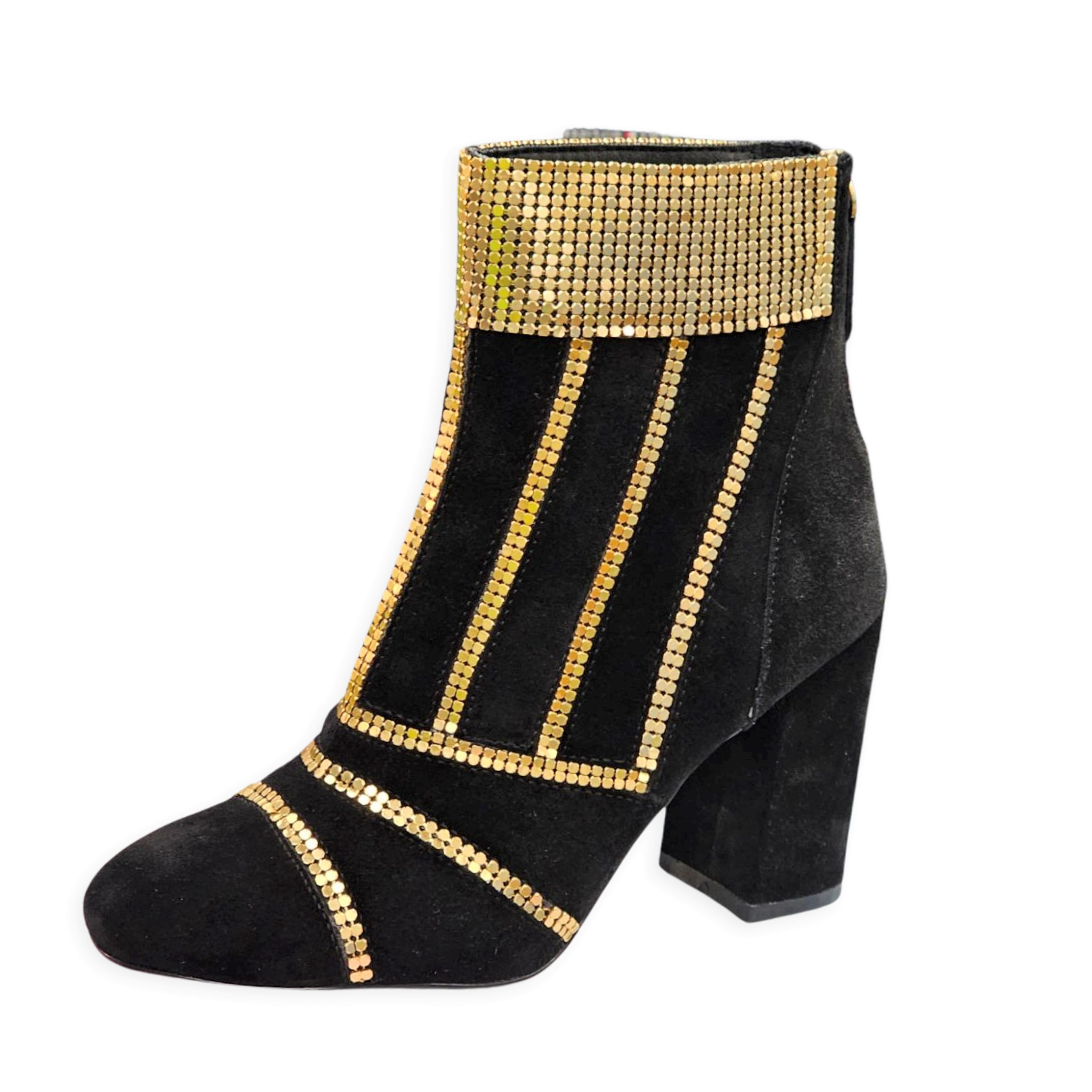 Cecelia New York Demetri Black Gold Studded Back Zipper Pointed Toe ...