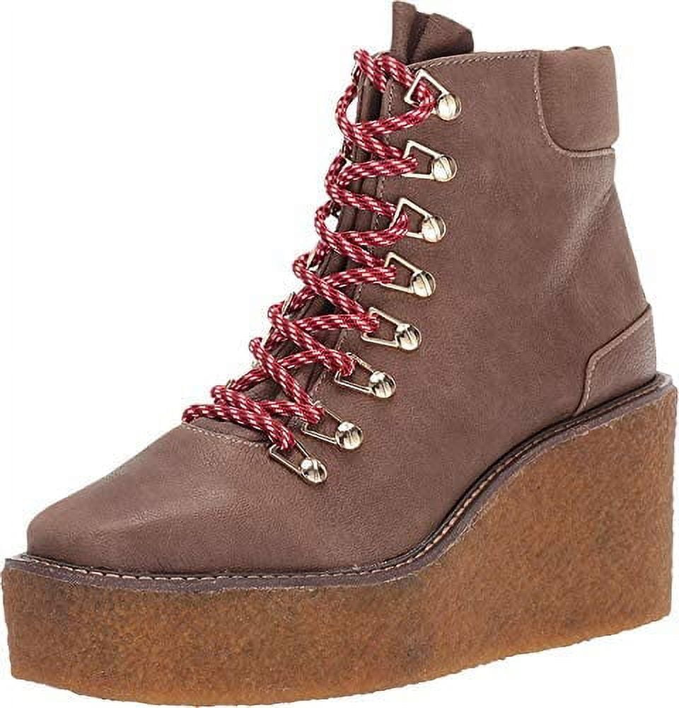 Cecelia New York Helga Natural Brown Hiker Lace up Wedge Platform Ankle ...