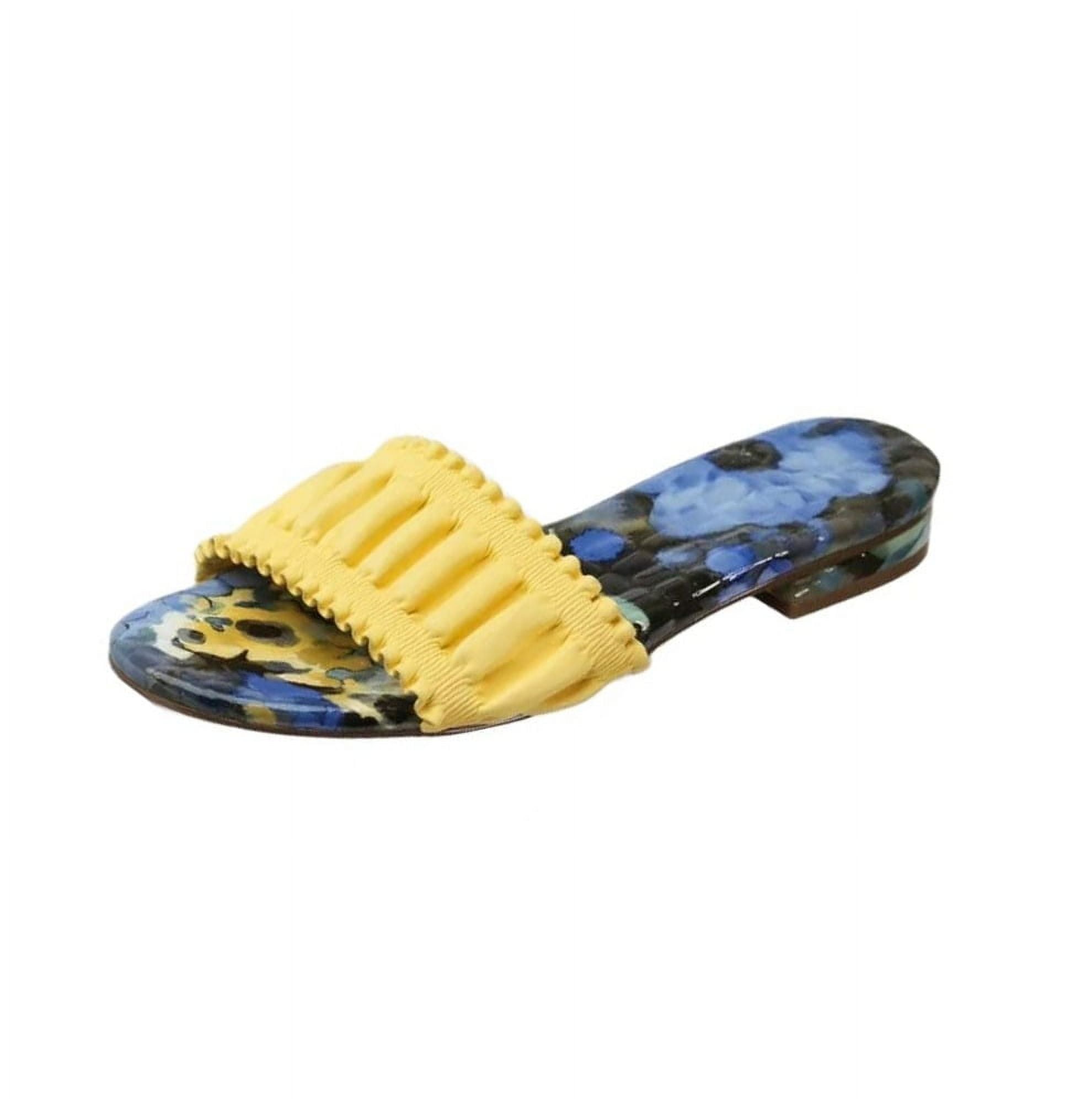 Cecelia New York Liberty Yellow Blue Flower Print Slip On Open Toe ...