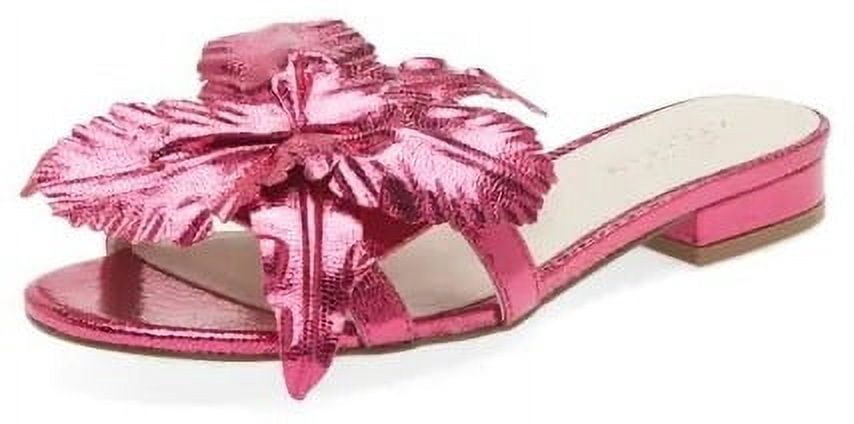 Cecelia New York Lila Metallic Fushia Flower Slip On Open Toe Flat ...