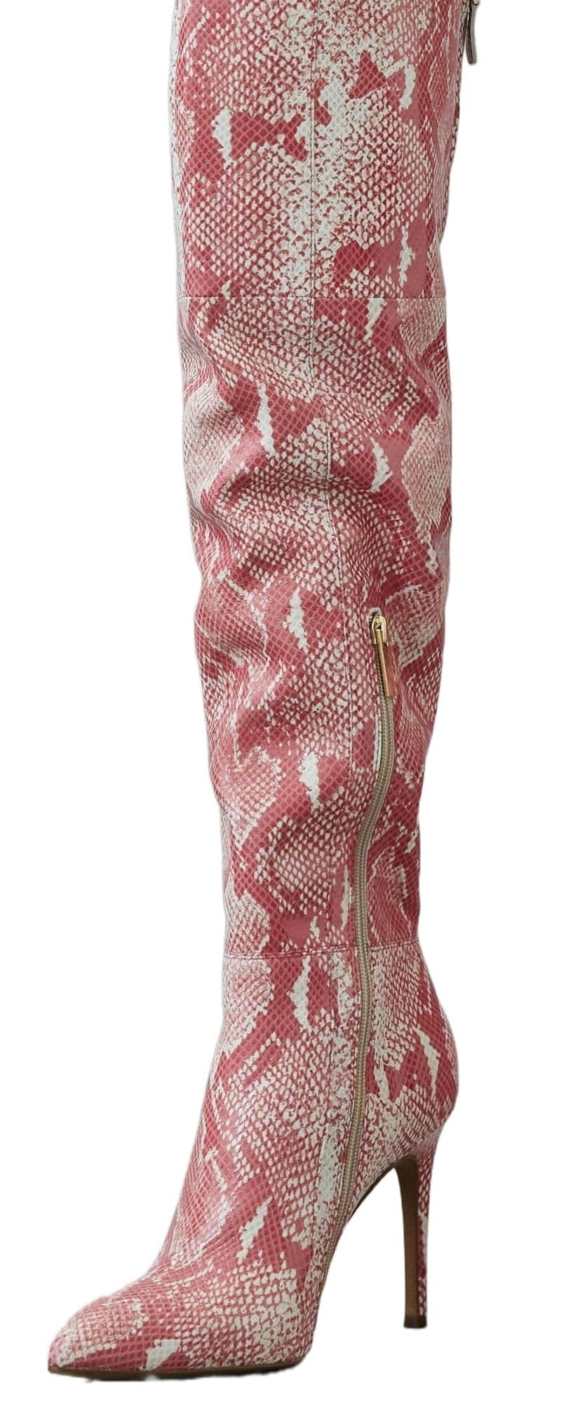 Cecelia New York Manny Pink Snake High Heel Over Knee Pointed Toe Heel ...