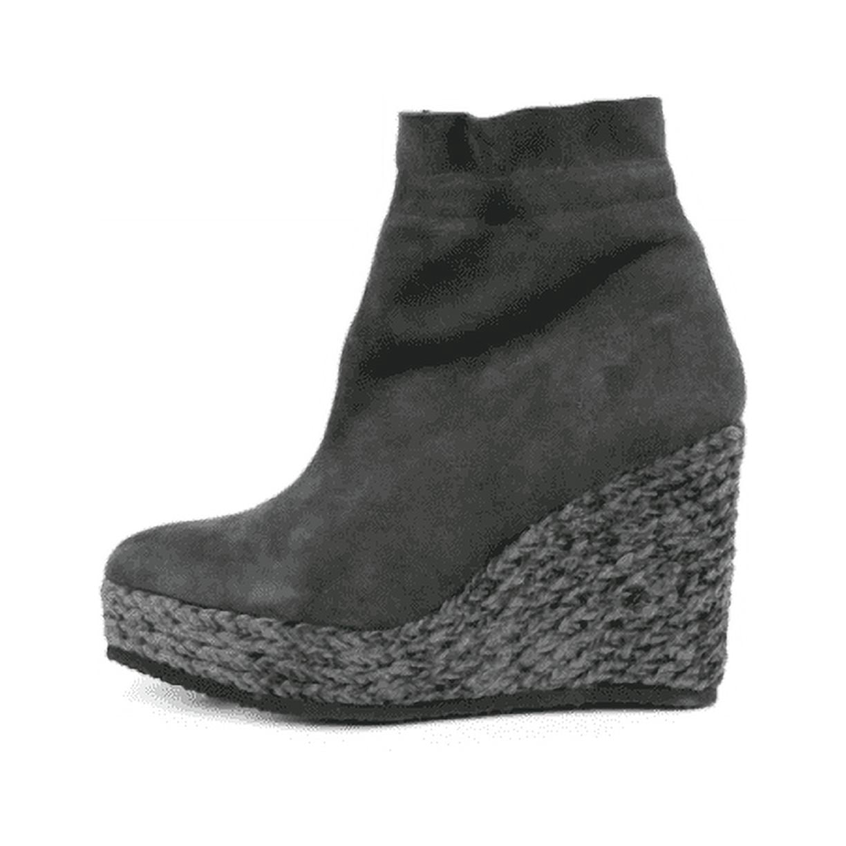 Cecelia New York Megan Black Suede Wedge Braided Jute Elastic Hold ...