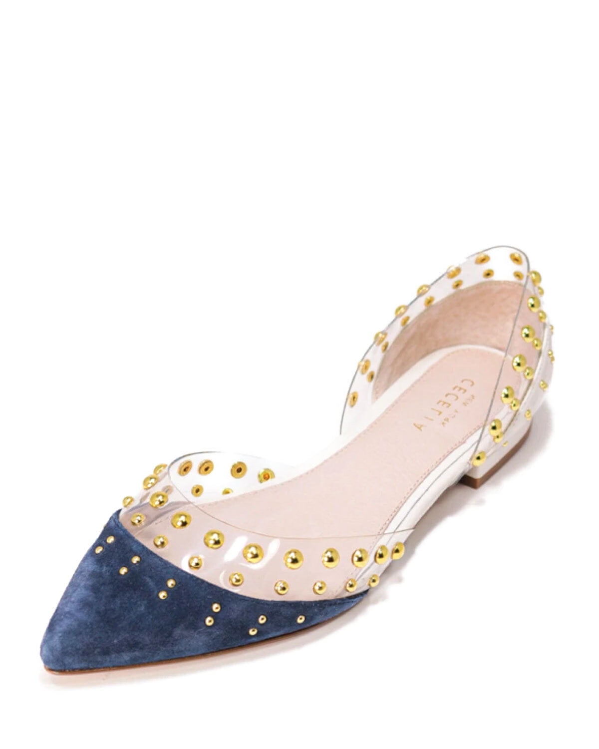 Cecelia New York Min Ballet Flats Navy White Clear Chic Pointy ...