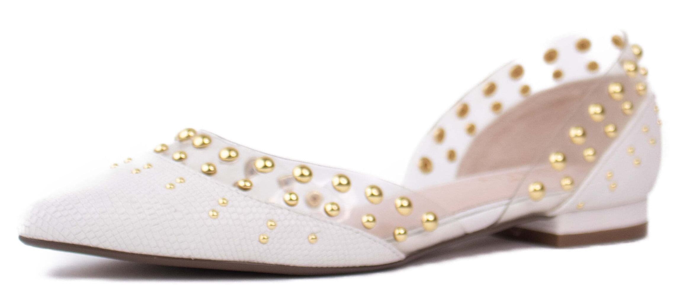 Cecelia New York Min White Lizard Ballet Flats Clear Chic Pointed Toe ...
