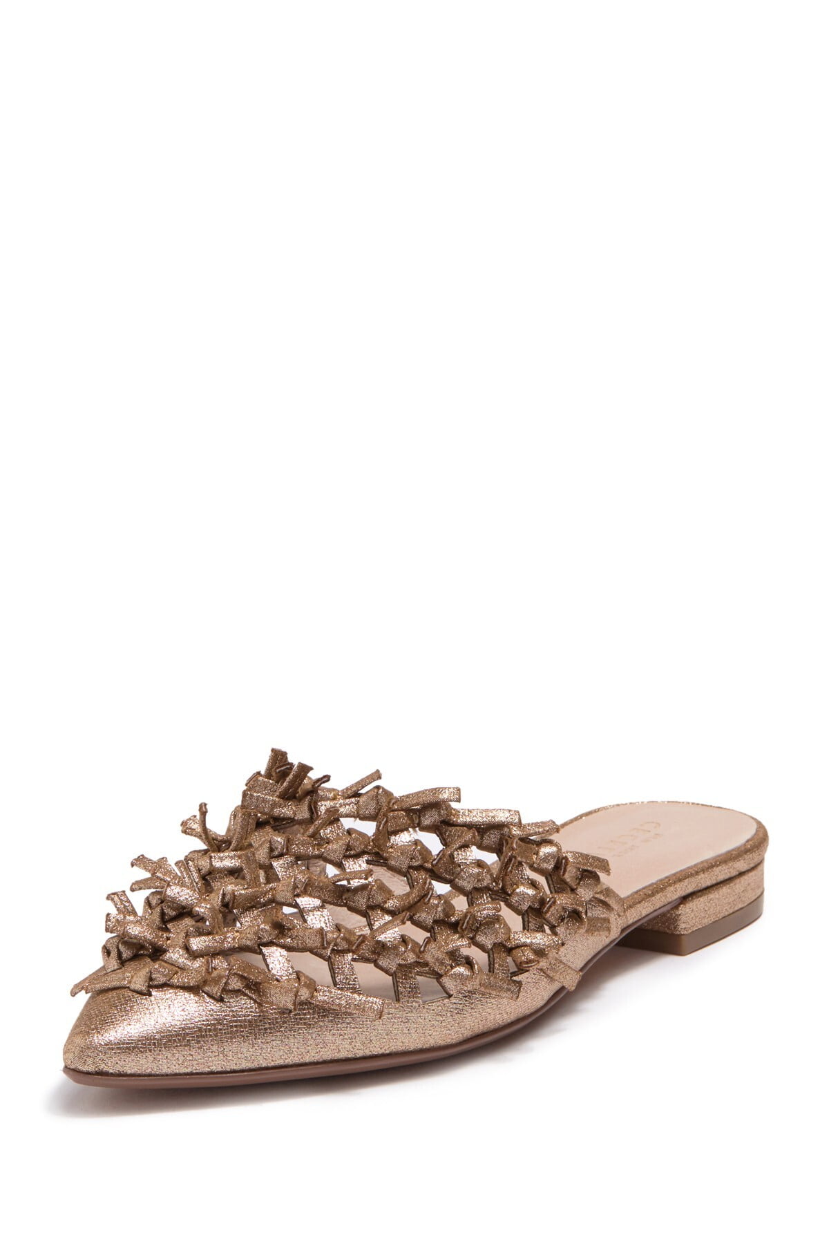 Cecelia New York Nox Mule Gold Metallic Sparkle Pointed Toe Flats Slide ...