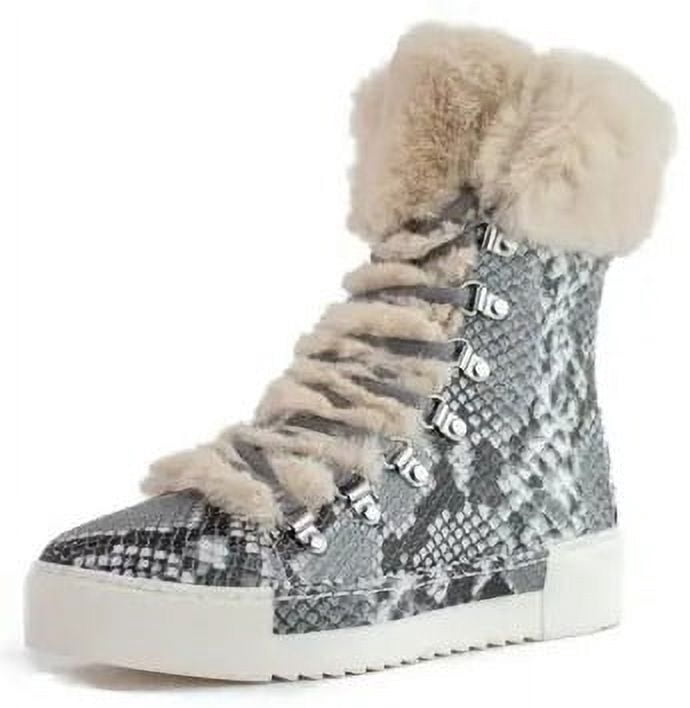 Cecelia New York Seymore Black White Snake Sneaker Fur Lace Up Fashion ...