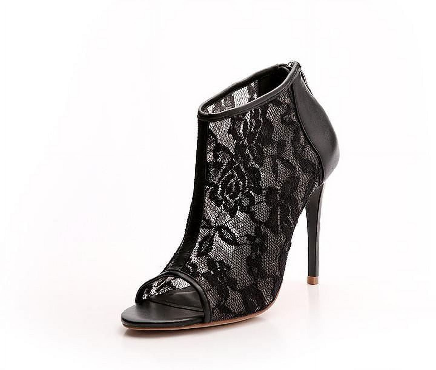 Cecelia New York Spring Black Open Peep Toe Mesh High Heel Stiletto ...