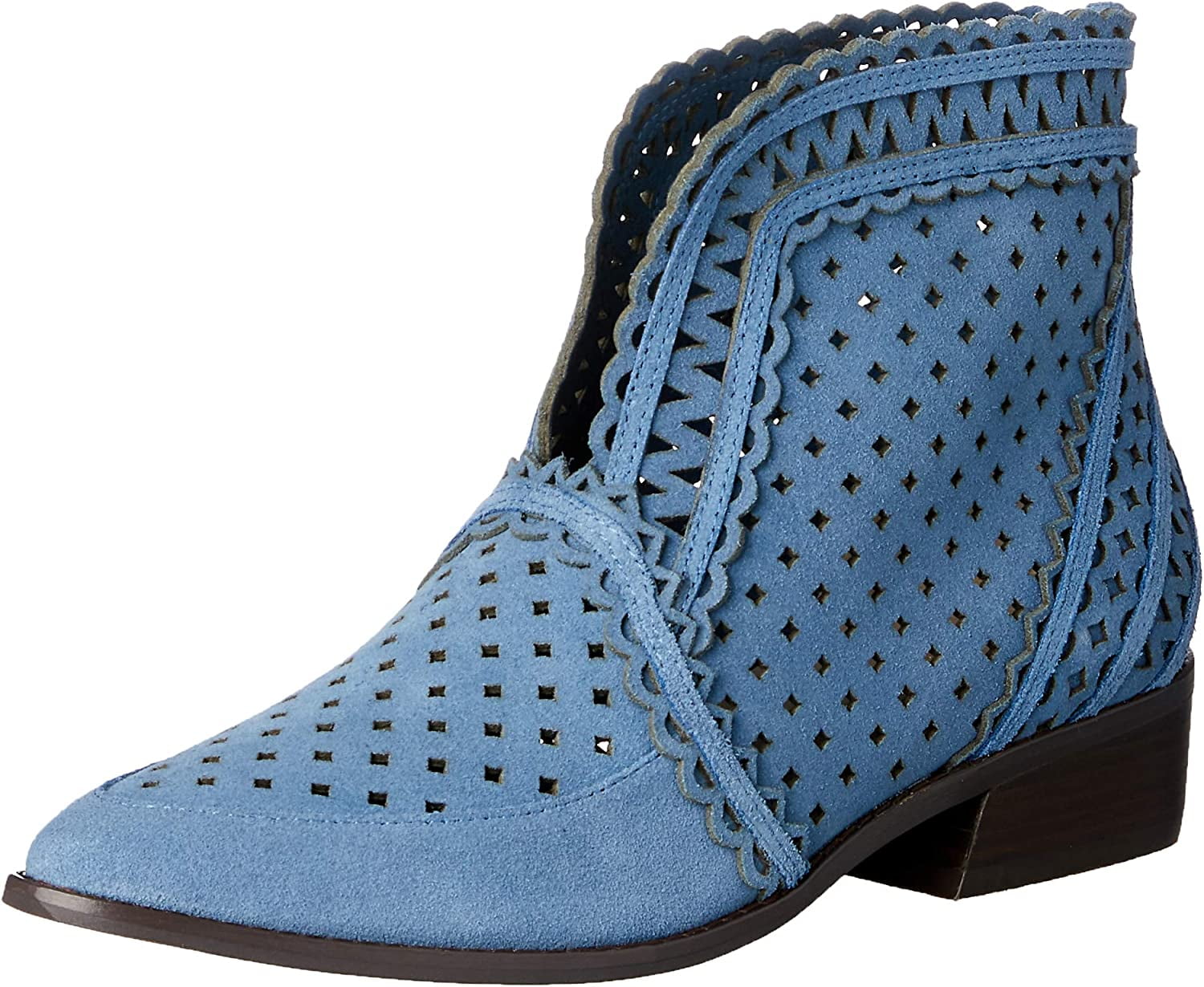 Cecelia New York Tate Indi Blue POinted Toe Cutout Western Bootie Pull ...