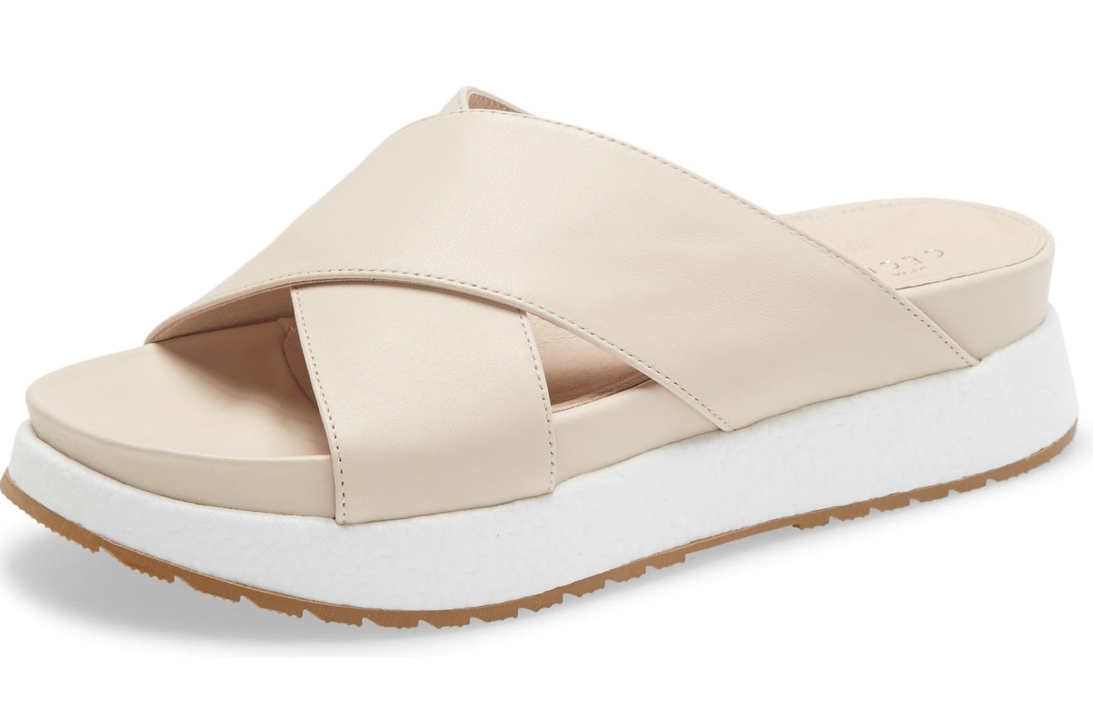 Cecelia New York UMA Nude Platform Popcorn Straps Wedge Slides Mules ...