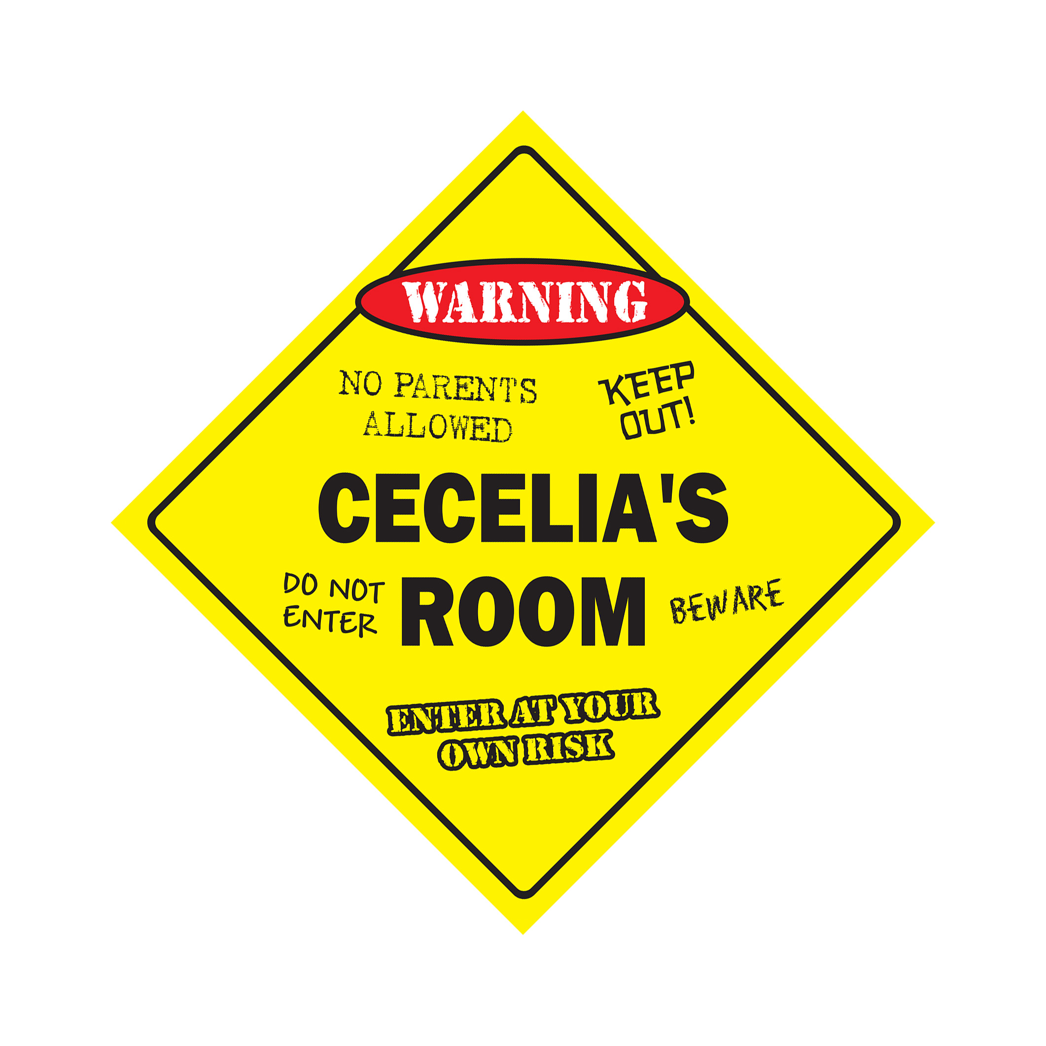 Cecelia's Room Sign Crossing Zone Xing | Indoor/Outdoor | 14" Tall kids ...