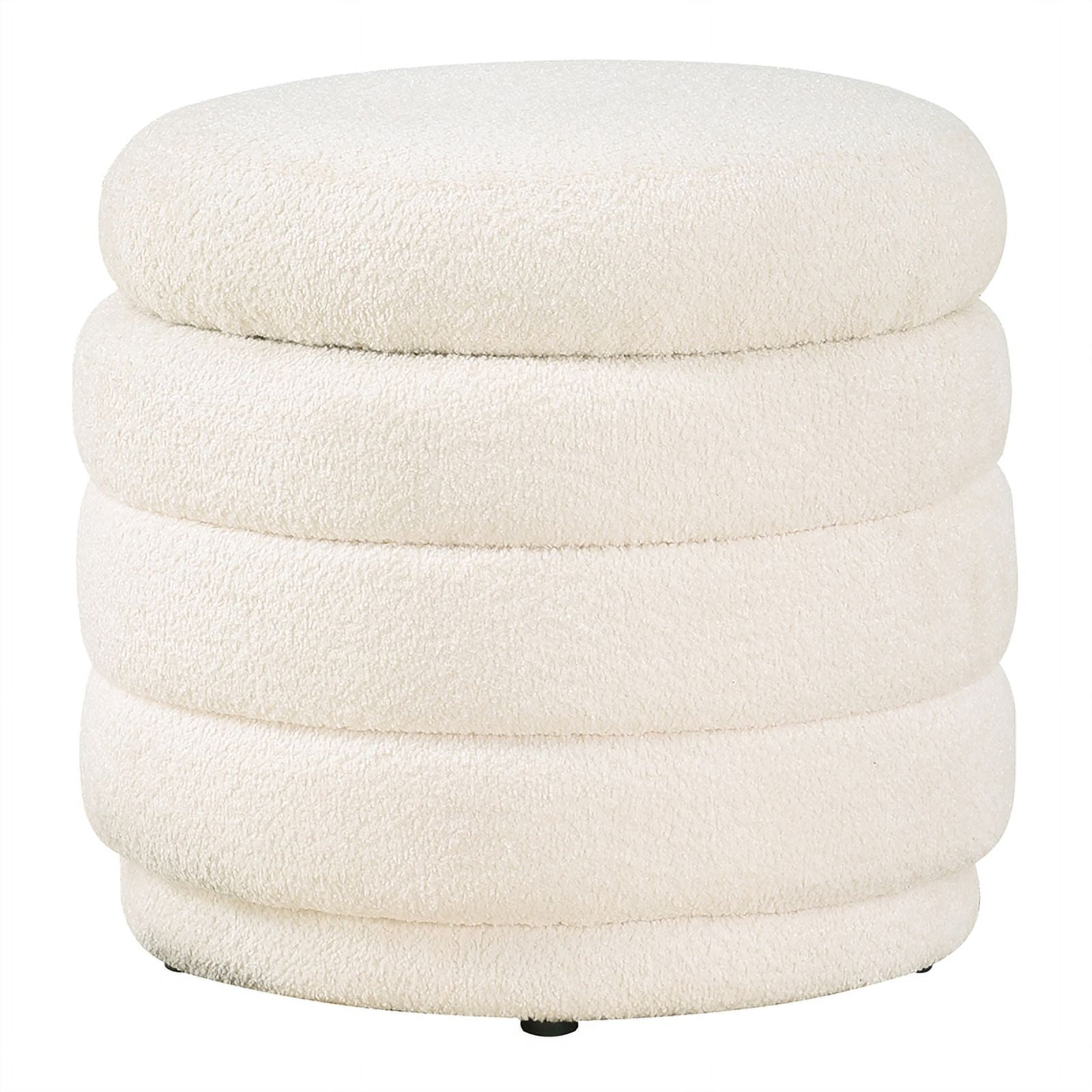 Cecil Storage Ottoman-White Fabric Snow Sherpa - Walmart.com