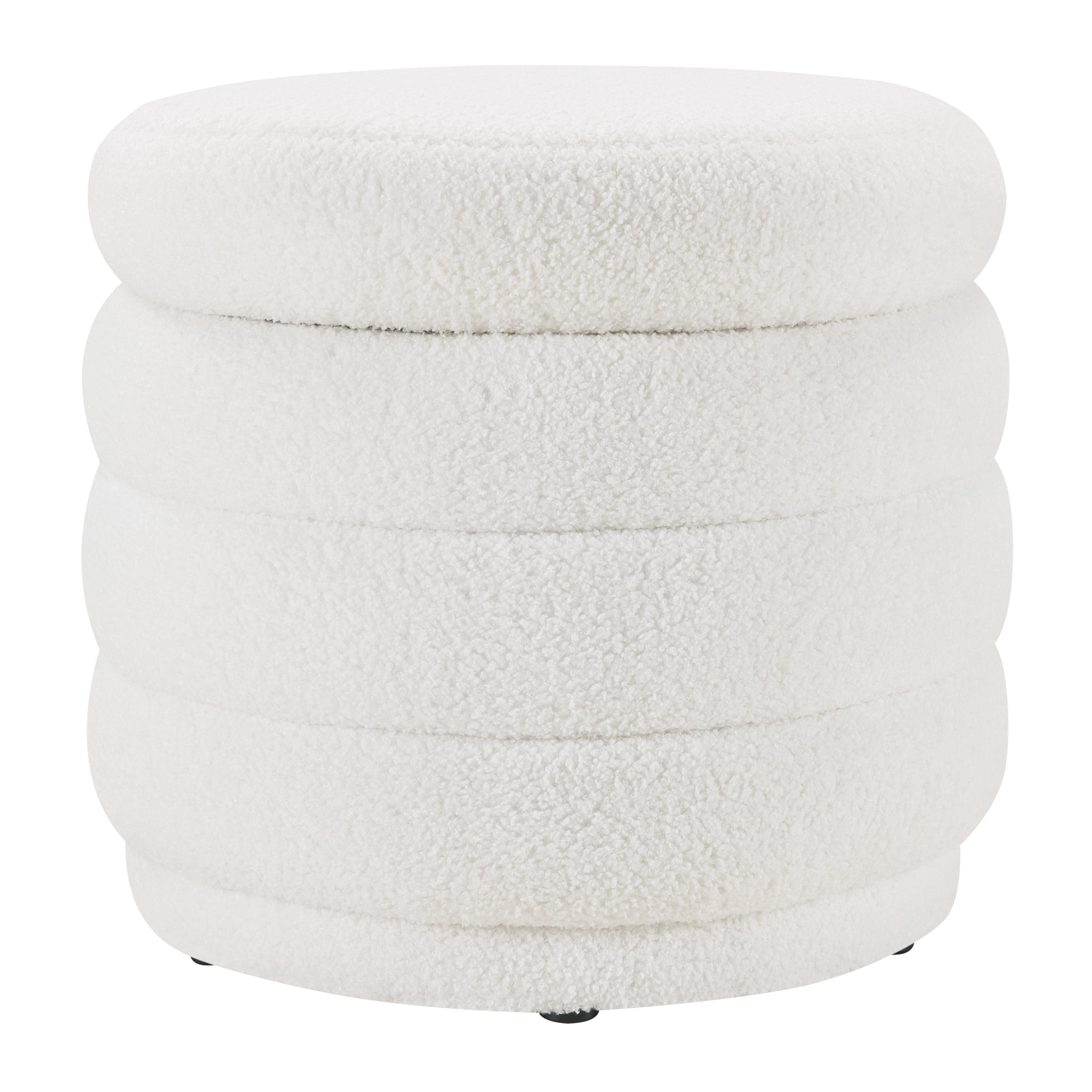 Cecil Storage Ottoman in Ivory Sherpa Fabric - Walmart.com