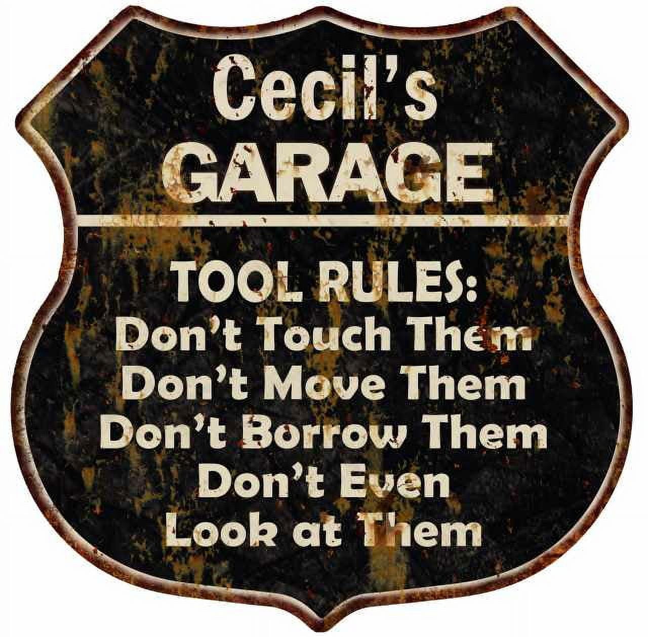Cecil's Garage Tool Rules Sign Shield Metal Gift 211110003139 - Walmart.com