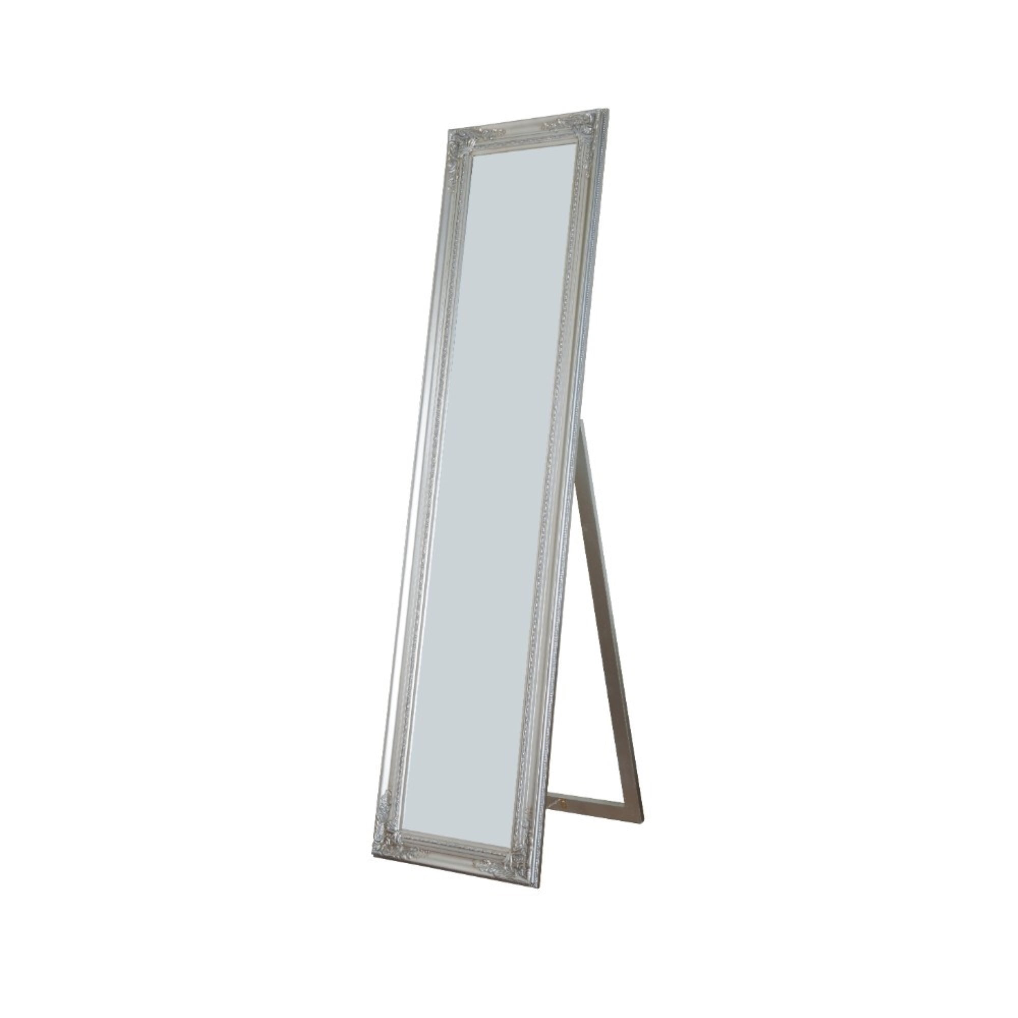 Cecilia Full Length Standing Mirror with Decorative Design, Silver ...