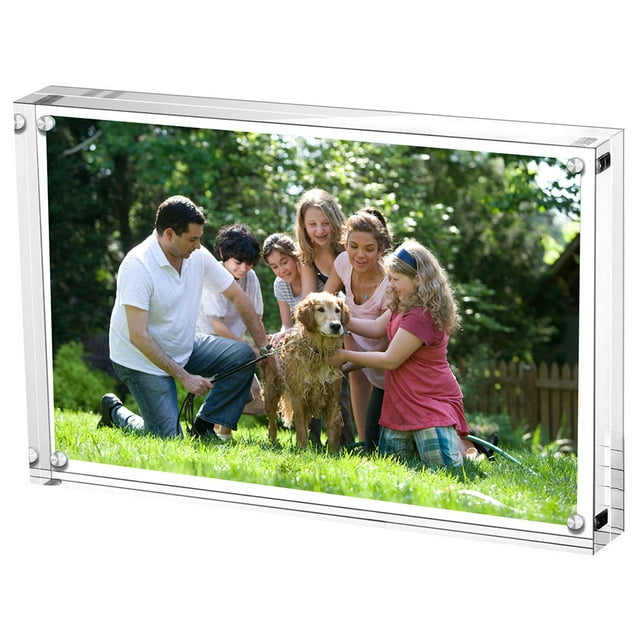 Cecolic 5x7 Inches Acrylic Picture Frame, Double Sided Clear Frameless ...