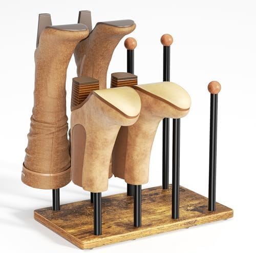 Cedar Ball End Boot Rack 4-Pair Shoe Organizer Free standing Metal ...