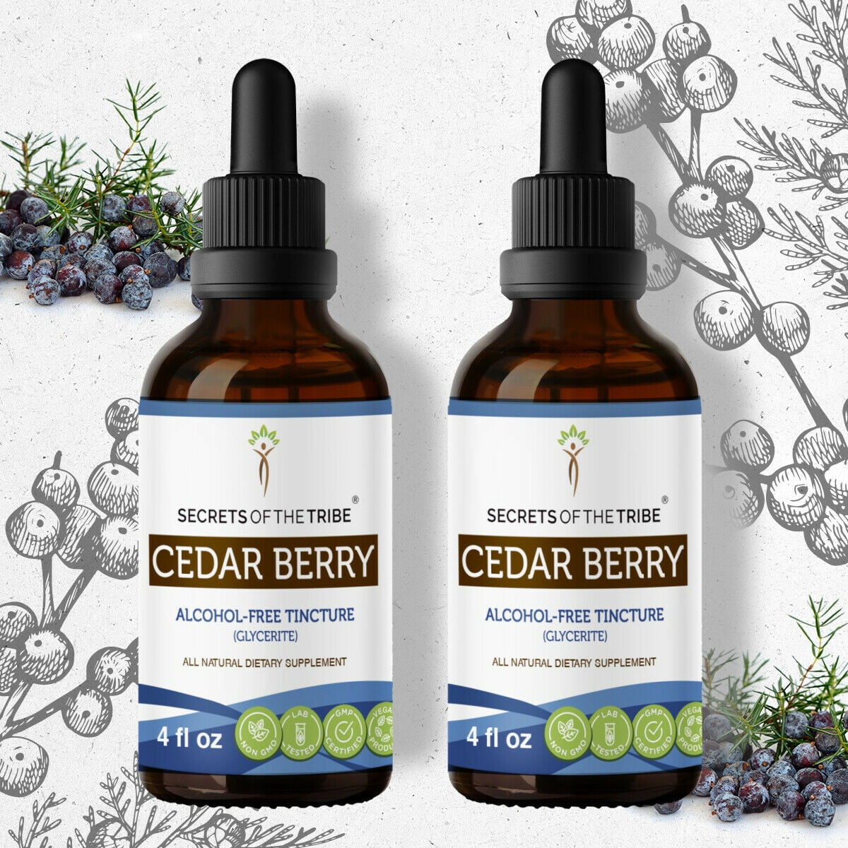 Secrets Of The Tribe Cedar Berry Tincture Dietary Supplement, Natural ...