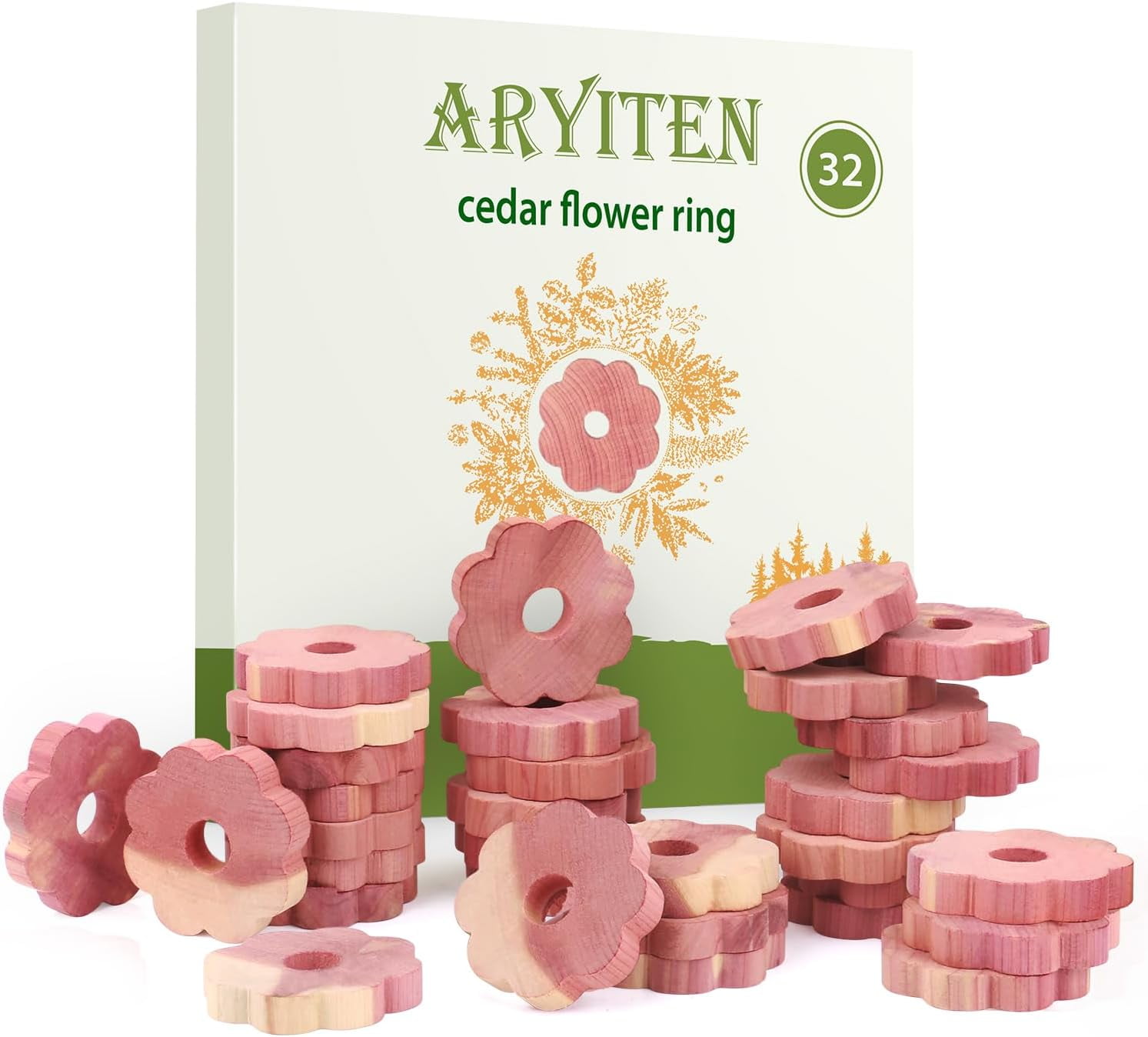 Cedar Blocks for Clothes Storage, 32 Pack Cedar Rings, Aromatic Scent ...