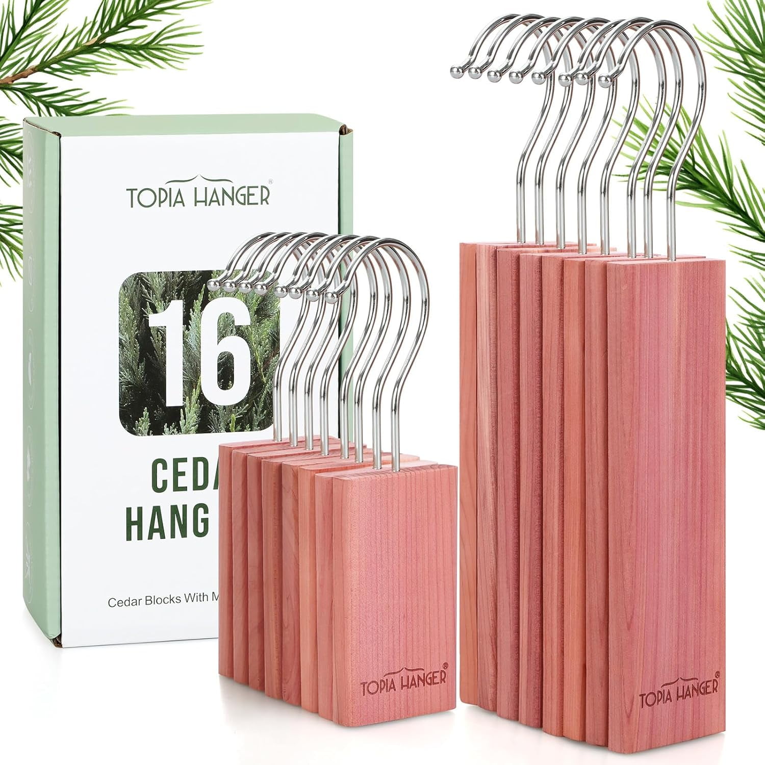 Cedar Blocks for Clothes Storage, 16 Pack Hang Ups, 100% Natural North ...