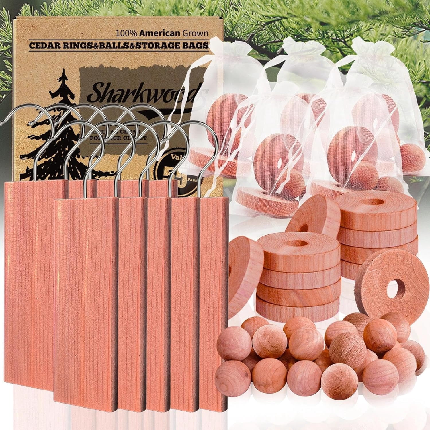 Cedar Blocks for Clothes Storage 55 Pack, 100% Natural Aromatic Cedar ...