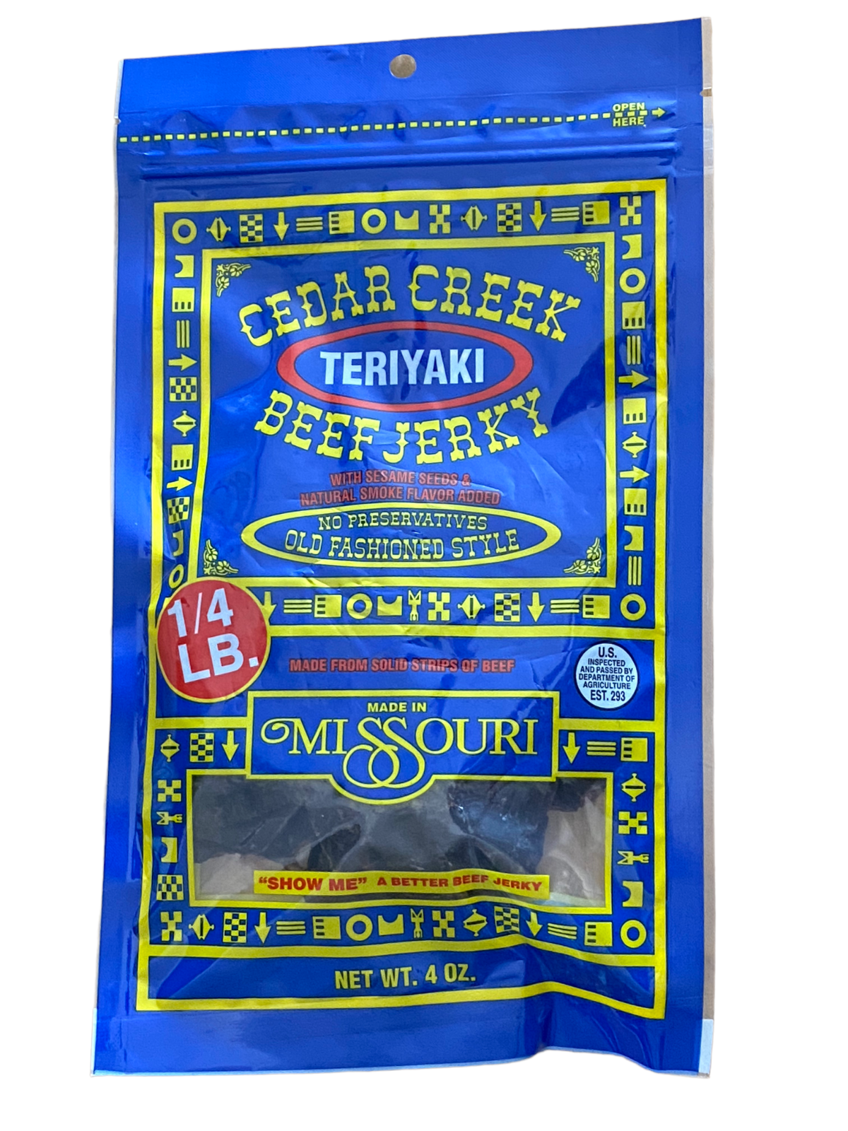 Cedar Creek Grass Fed Beef Jerky, Teriyaki Flavor, 4 Ounce Pack ...