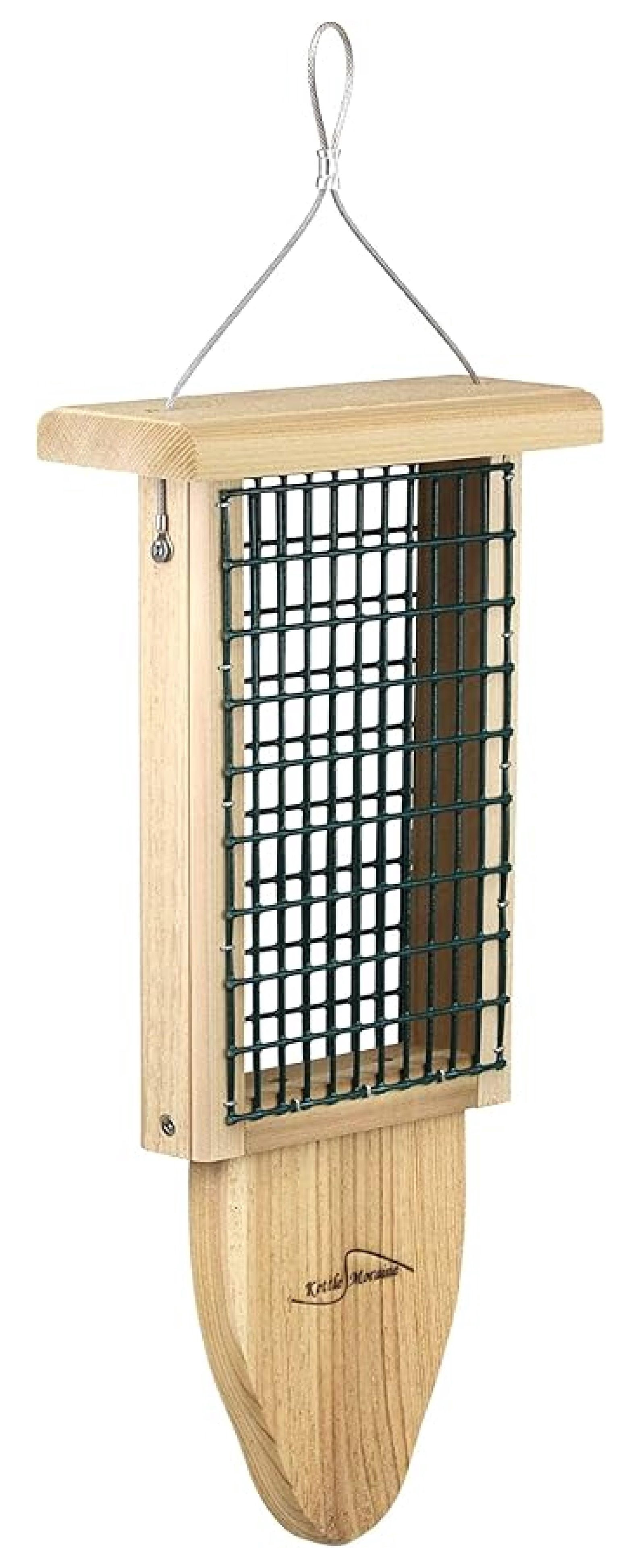 Cedar Double Suet Cake Tail Prop Suet Feeder with Hanging Cable ...