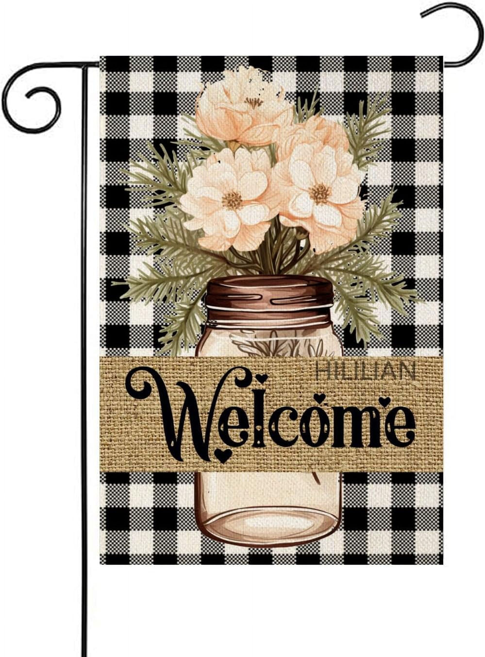 Cedar Flower Garden Flag for Outside Buffalo Plaid Check Welcome Flags ...