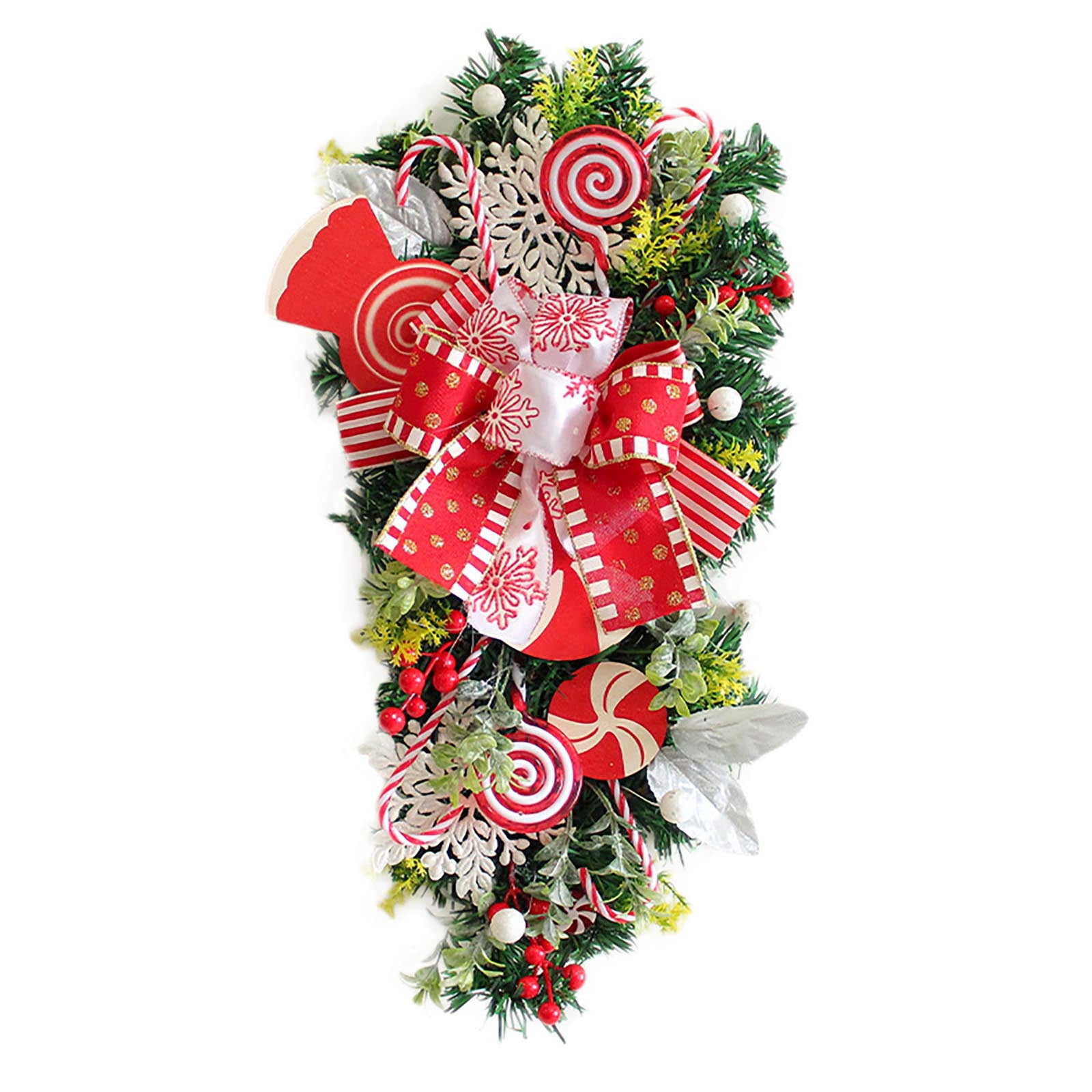 Cedar Garland Festive Christmas Swag with Candy Cane Accents and Red ...