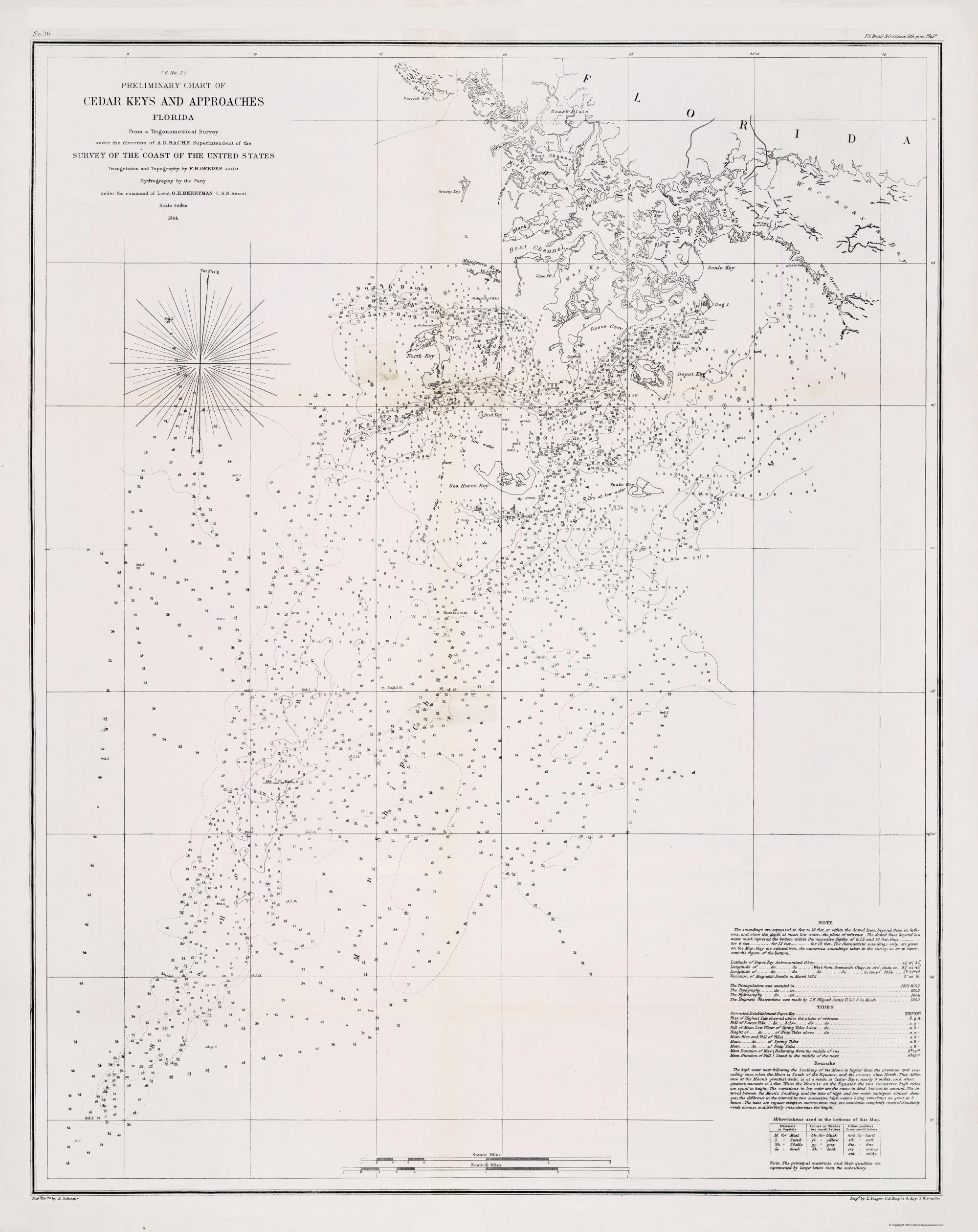 Historic Nautical Map - Cedar Keys - Duval 1889 - 23 x 28.97 - Vintage ...