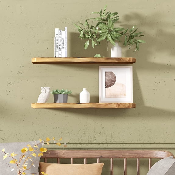 Cedar Natural Edge Floating Shelf Rustic Solid Cedar Wood Floating ...