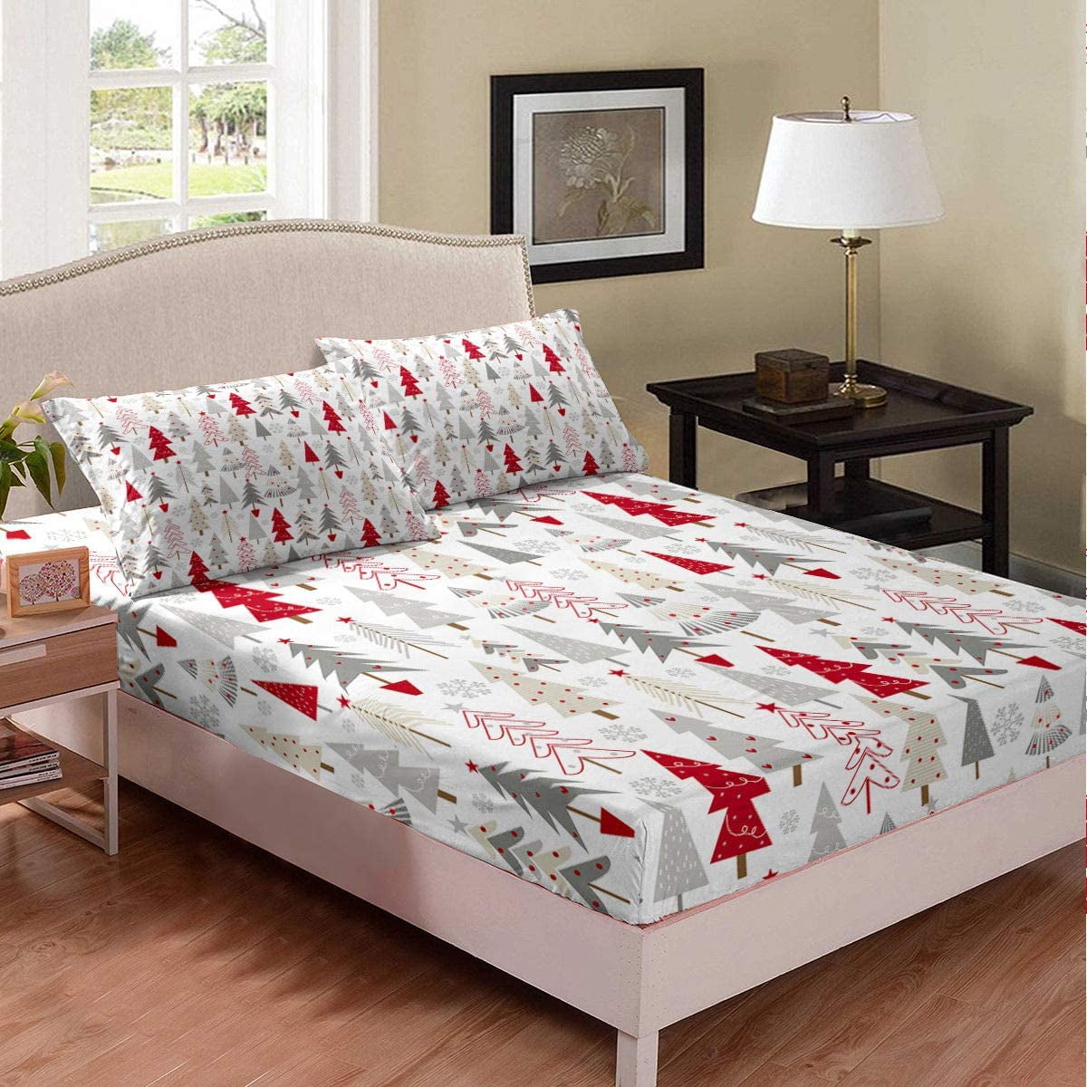 Cedar Pine Fitted Sheet for Kids Boys Starry Sky Bedding Set Winter ...